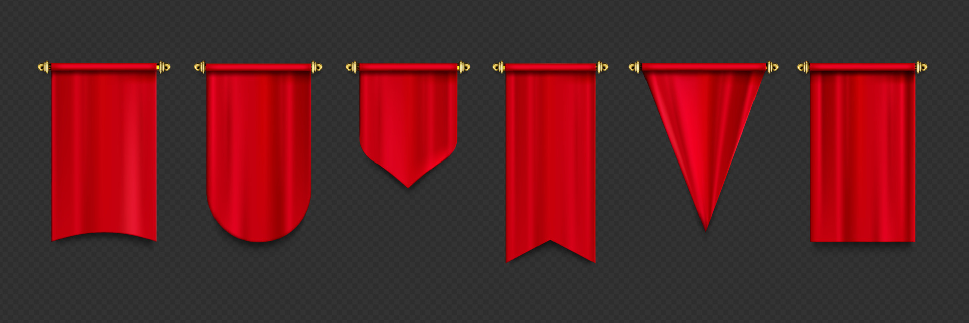 Red pennant flags mockup, blank hanging banners 15008131 Vector Art at ...