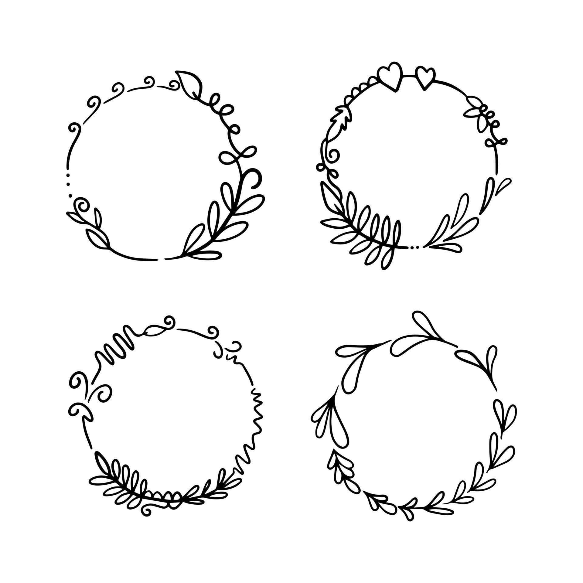 Set a circle shape flower doodle frame, for design reference. 15008270 ...
