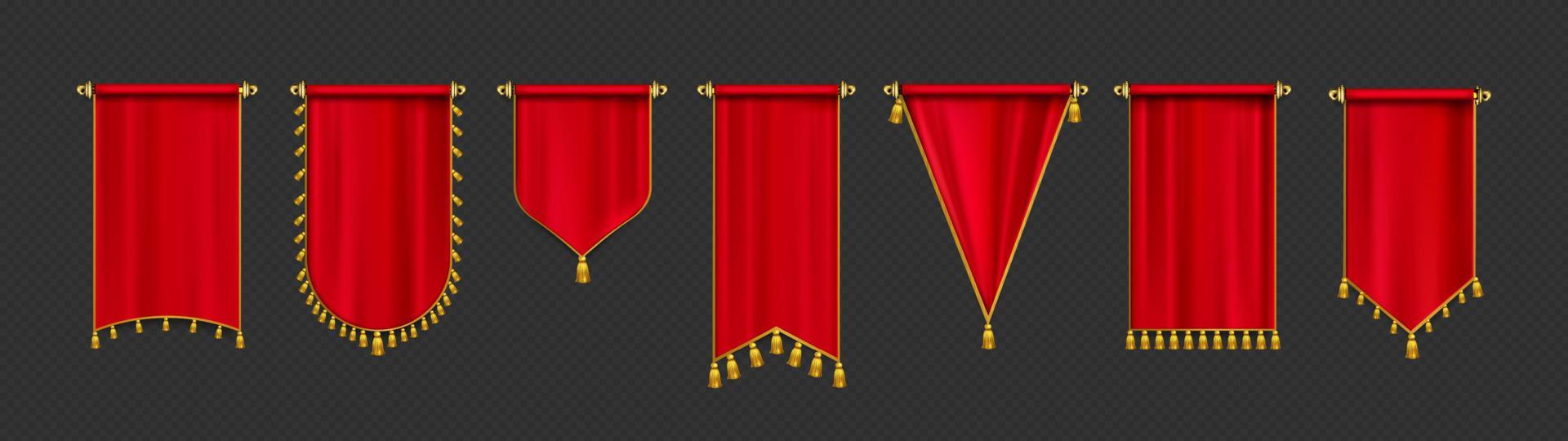 Red pennant flags mockup, blank hanging banners 15008336 Vector Art at ...