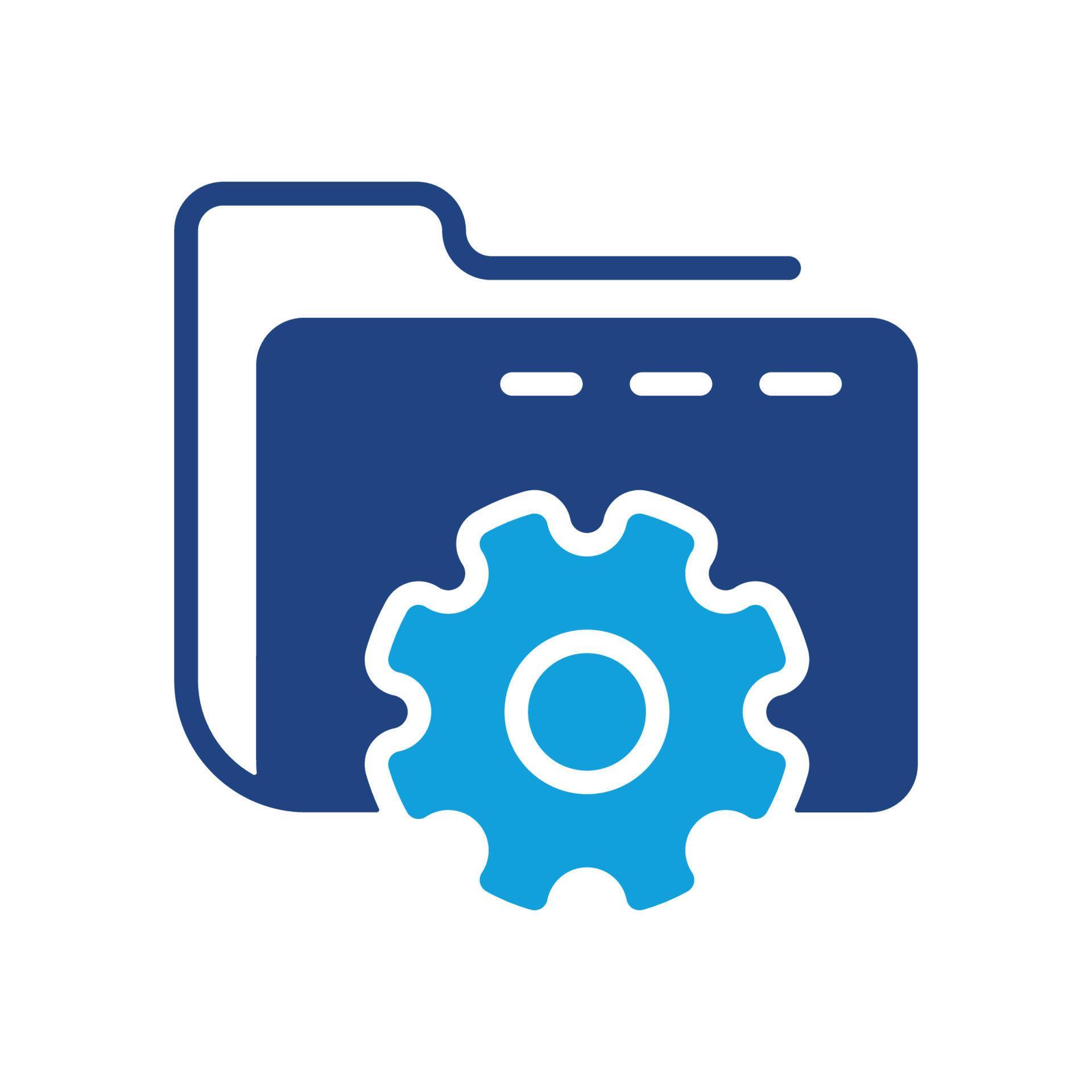 Setting of Data Folder Color Icon. Computer Folder with Gear Silhouette Icon. Options and ...