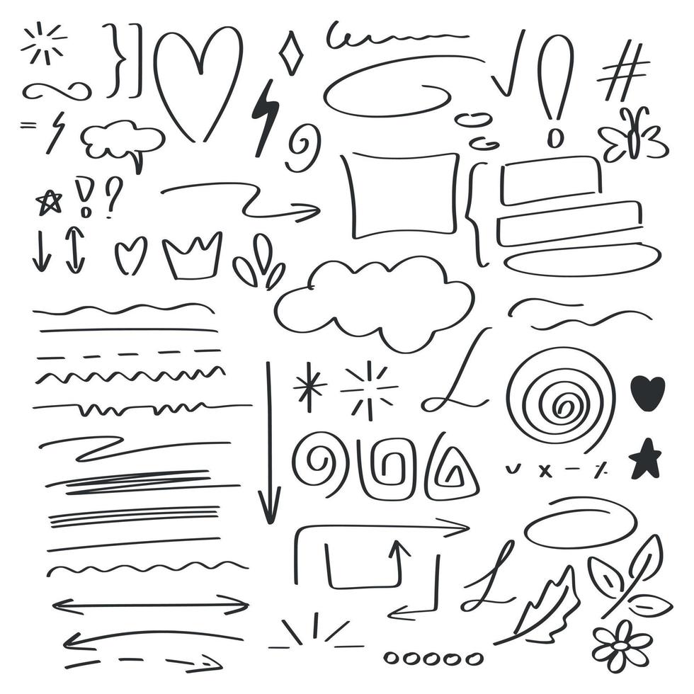 Hand drawn doodle style design elements set 15008751 Vector Art at Vecteezy