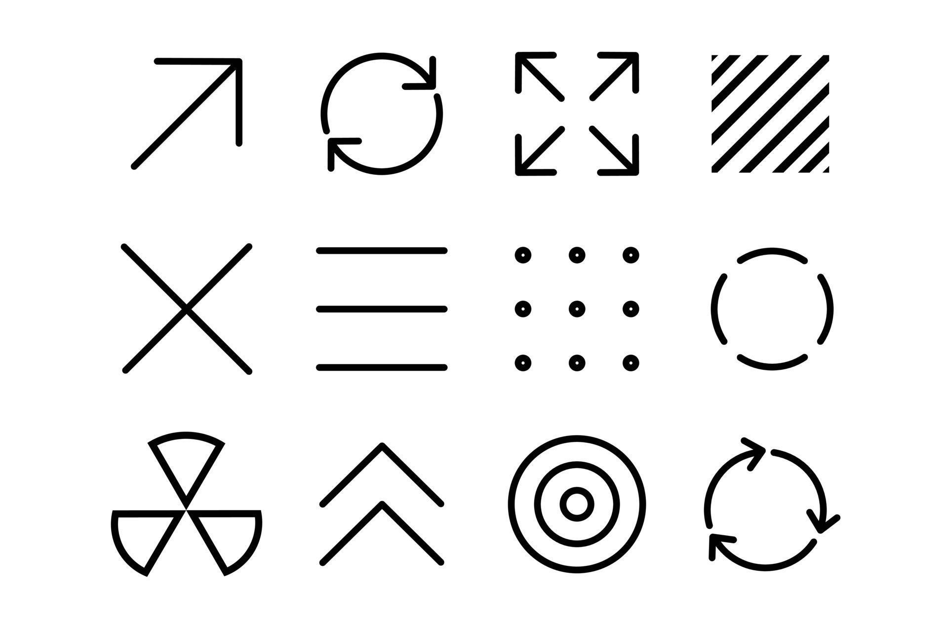 Set of geometric line icon design. trendy streetwear design element ...