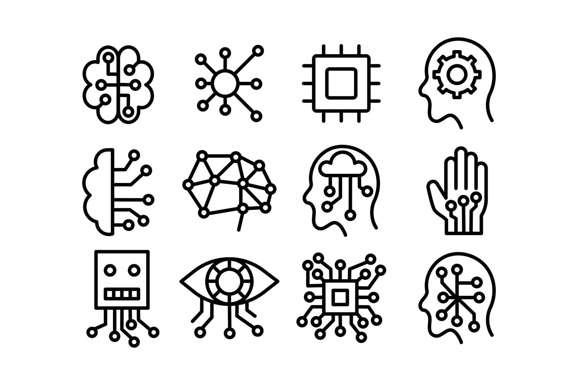 Set of Artificial intelligence icon for technology design element 15009007 Vector Art at Vecteezy