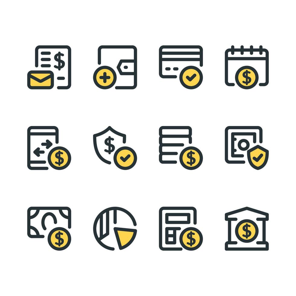 Banking App Icon Set Collection for UI UX 15011474 Vector Art at Vecteezy