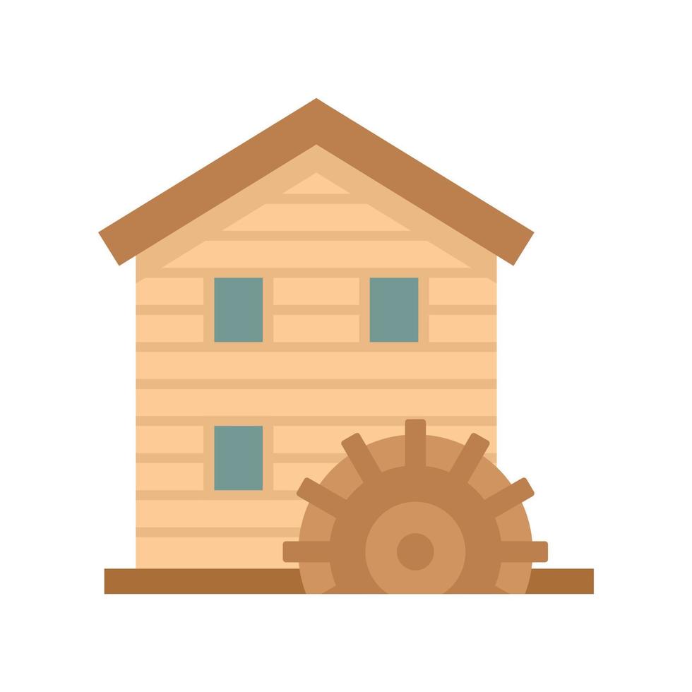 Wooden Water Mill Icon Flat Isolated Vector 15012087 Vector Art At Vecteezy