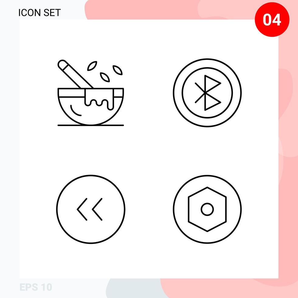 Vector Pack of 4 Icons in Line Style Creative Outline Pack isolated on ...