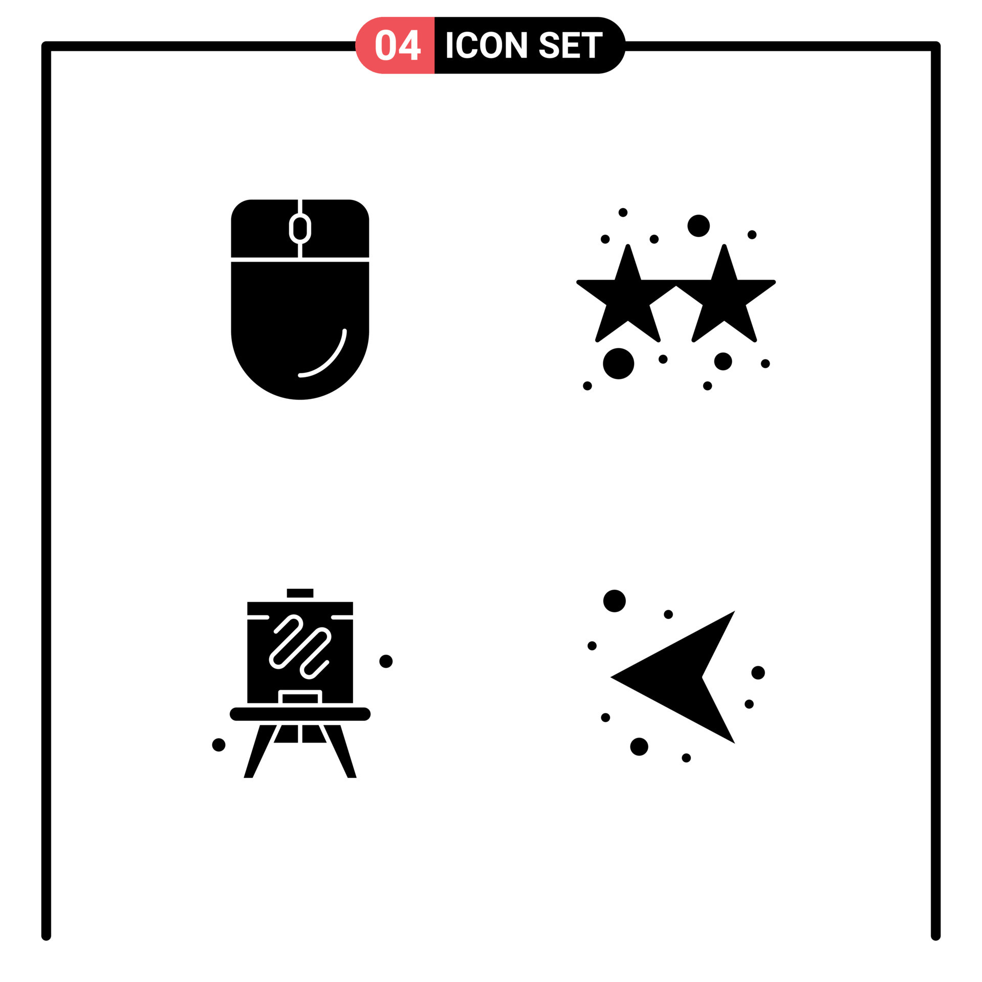 Set of 4 Vector Solid Glyphs on Grid for cursor hobbies mouse party ...