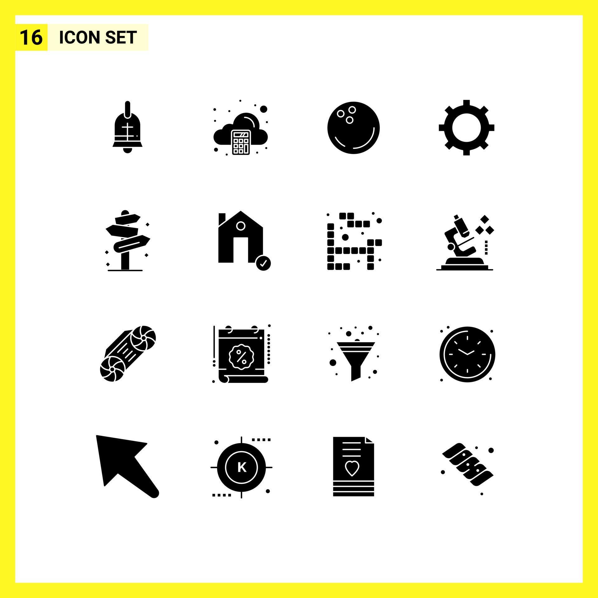 Set Of 16 Modern Ui Icons Symbols Signs For Post Beach Ball Gear Cog Editable Vector Design