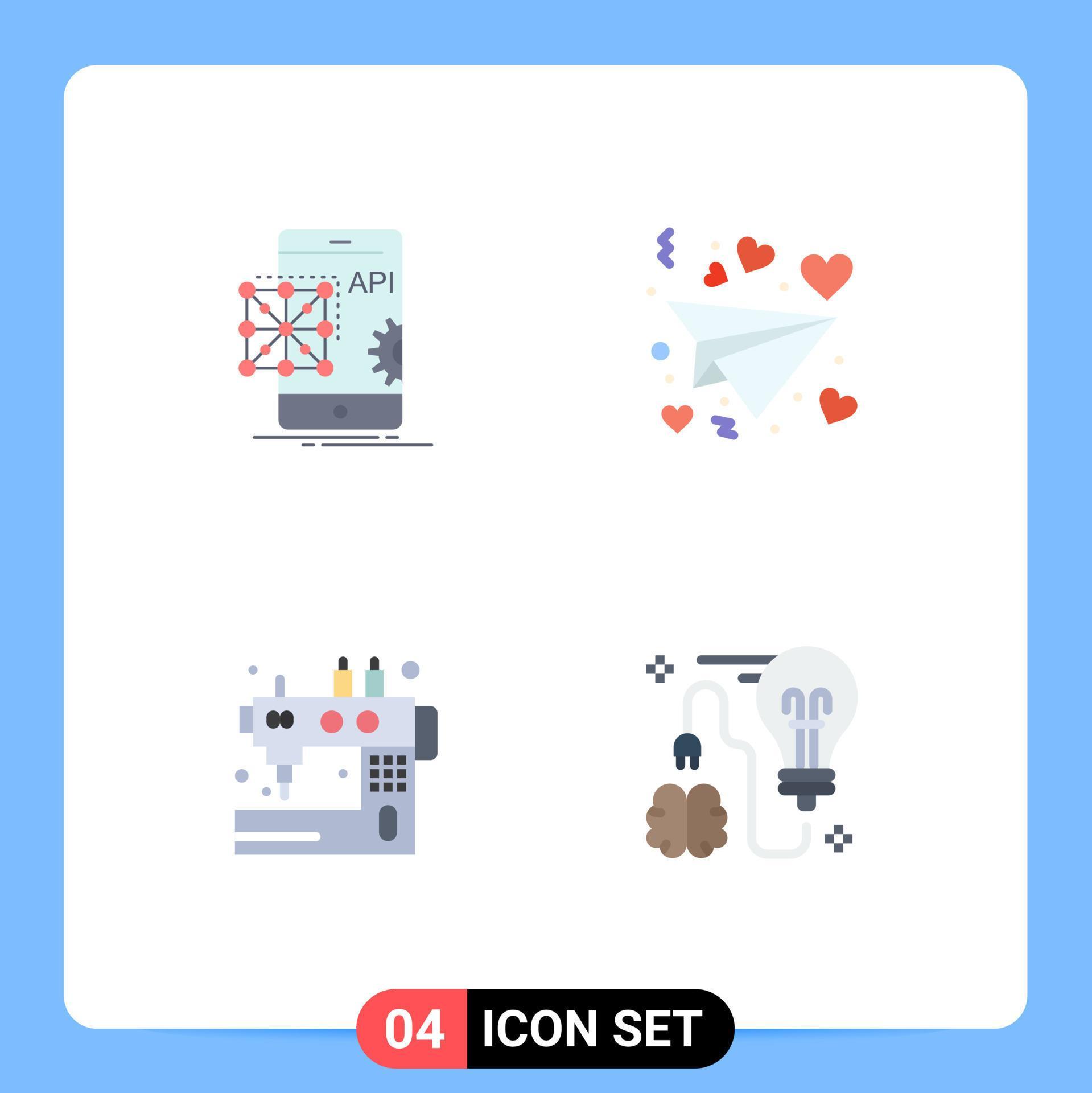 4 User Interface Flat Icon Pack of modern Signs and Symbols of api ...