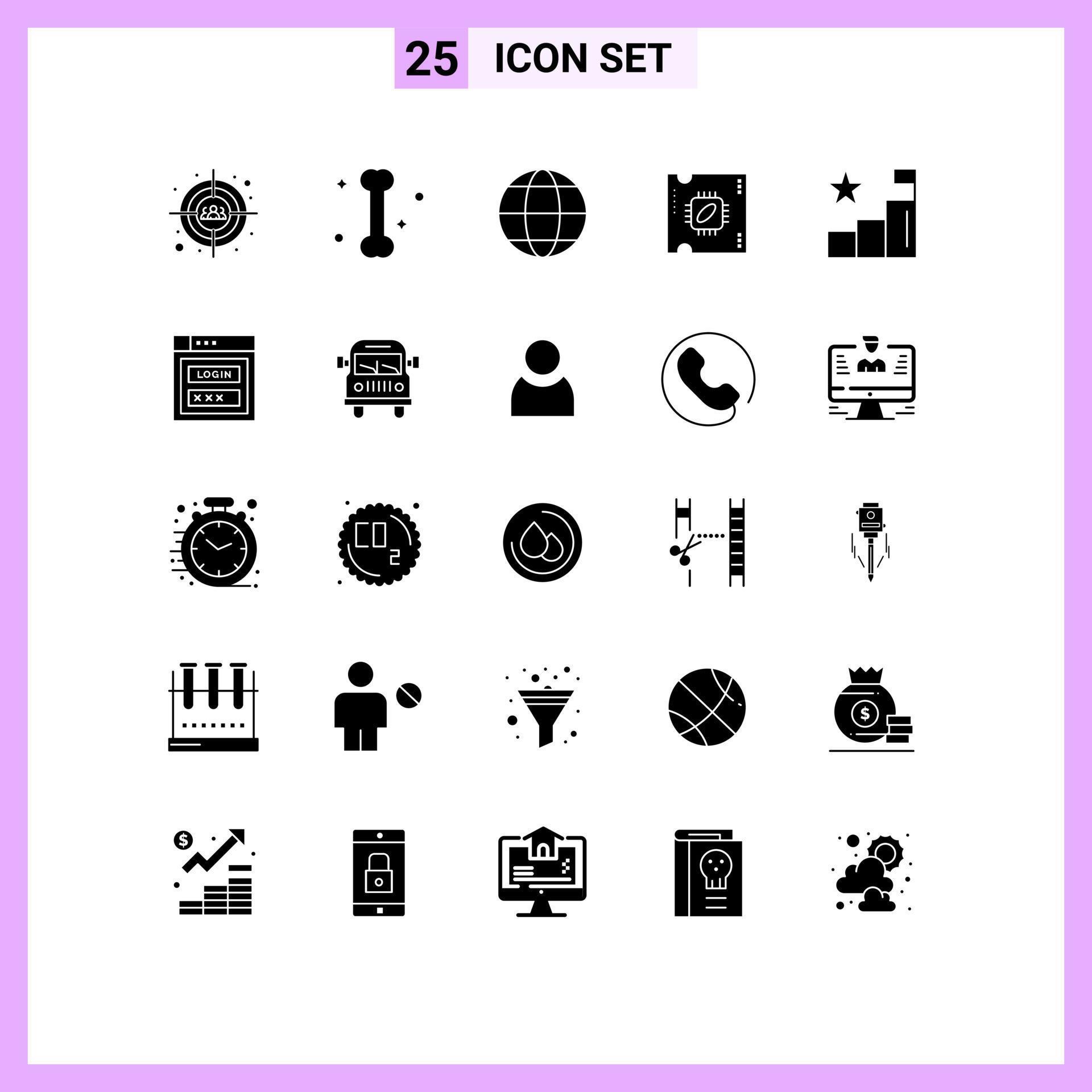 Set Of 25 Modern Ui Icons Symbols Signs For Graph Analysis Education Processor Chip Microchip