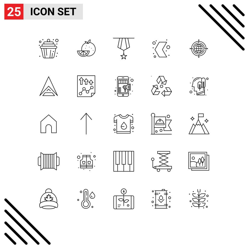 User Interface Pack Of 25 Basic Lines Of Pointer Left Badge Direction Plain Editable Vector