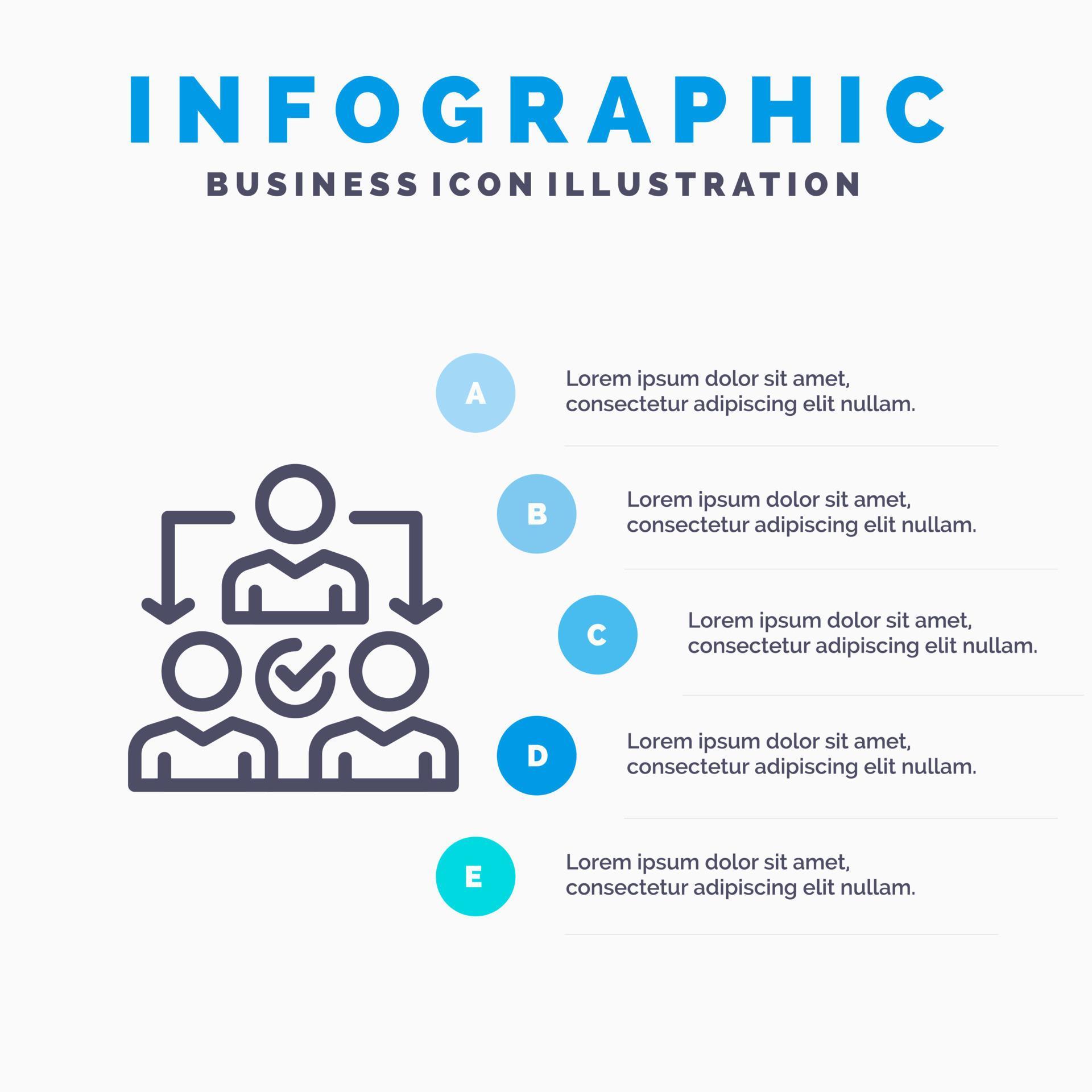 Assignment Delegate Delegating Distribution Line icon with 5 steps presentation infographics ...