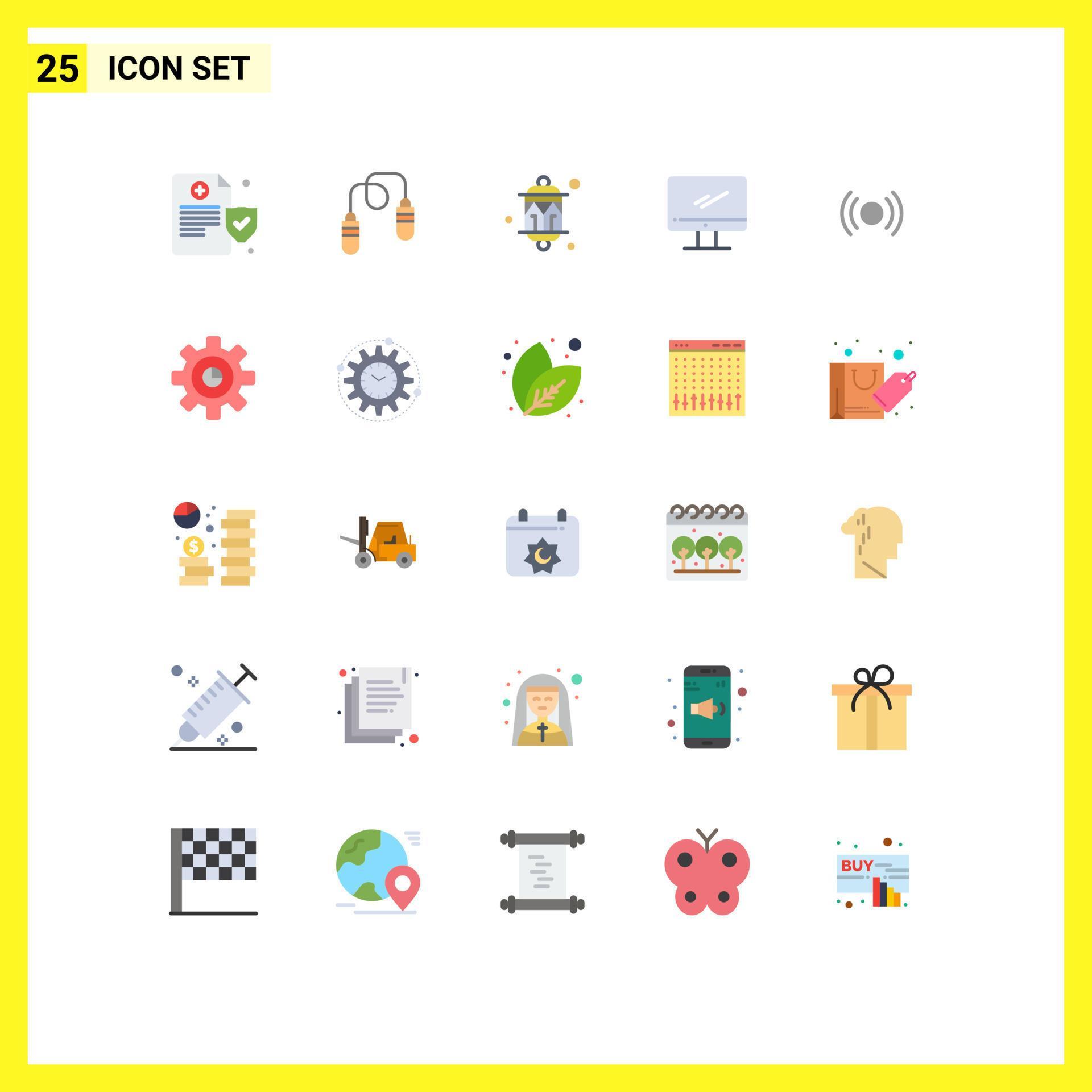 Mobile Interface Flat Color Set Of 25 Pictograms Of Basic Imac Decoration Device Computer