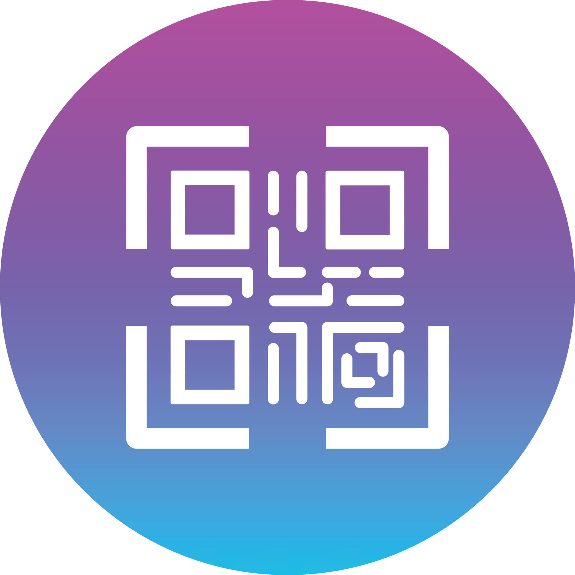 Qr Code Gradient Circle Glyph Inverted Icon 15022428 Vector Art at Vecteezy