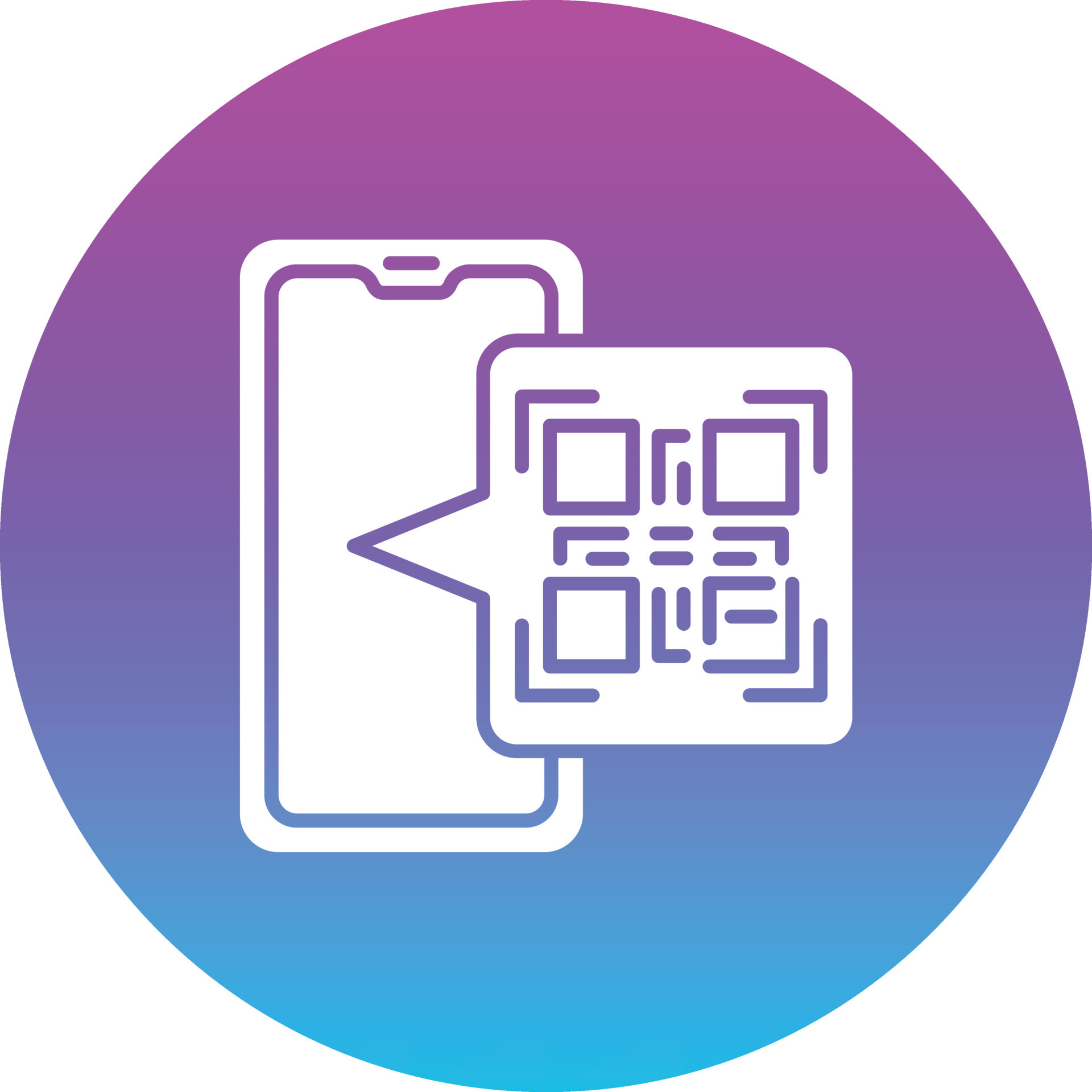 Qr Code Gradient Circle Glyph Inverted Icon 15023197 Vector Art at Vecteezy