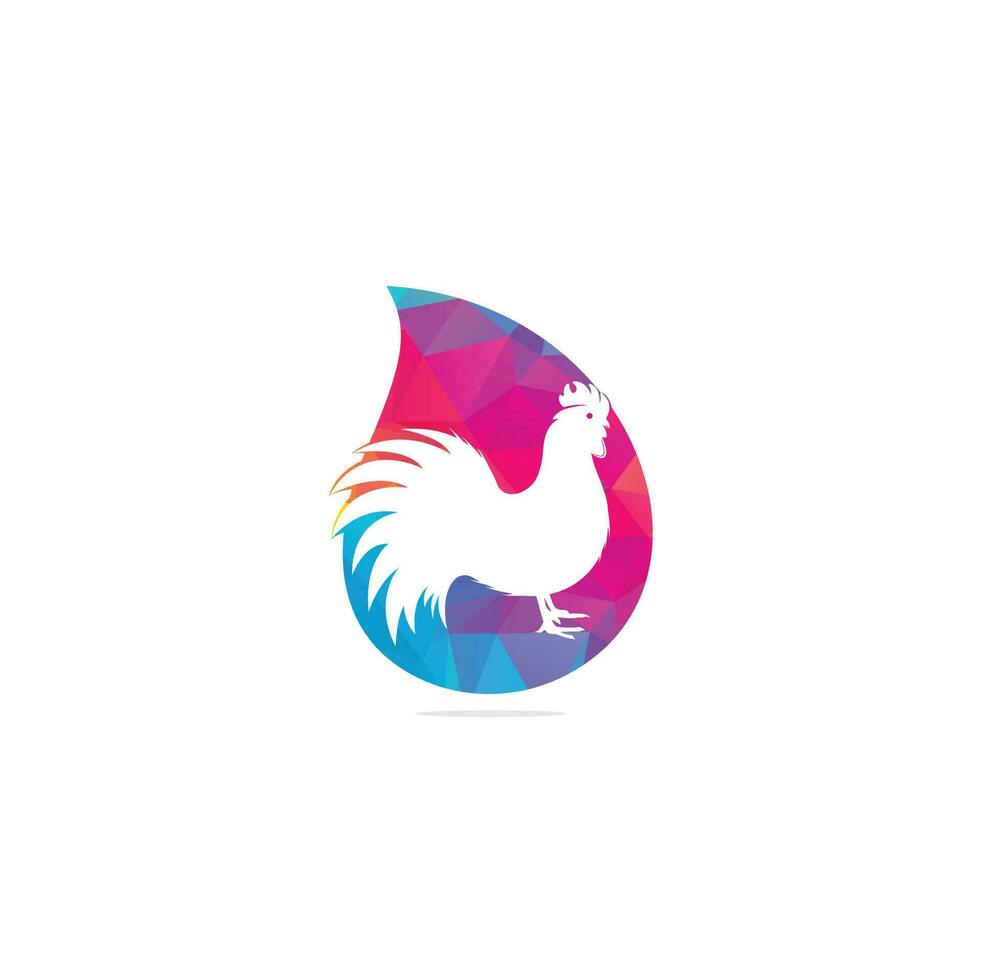 Rooster Drop Shape Concept Logo Design Chicken Restaurant Vector Logo