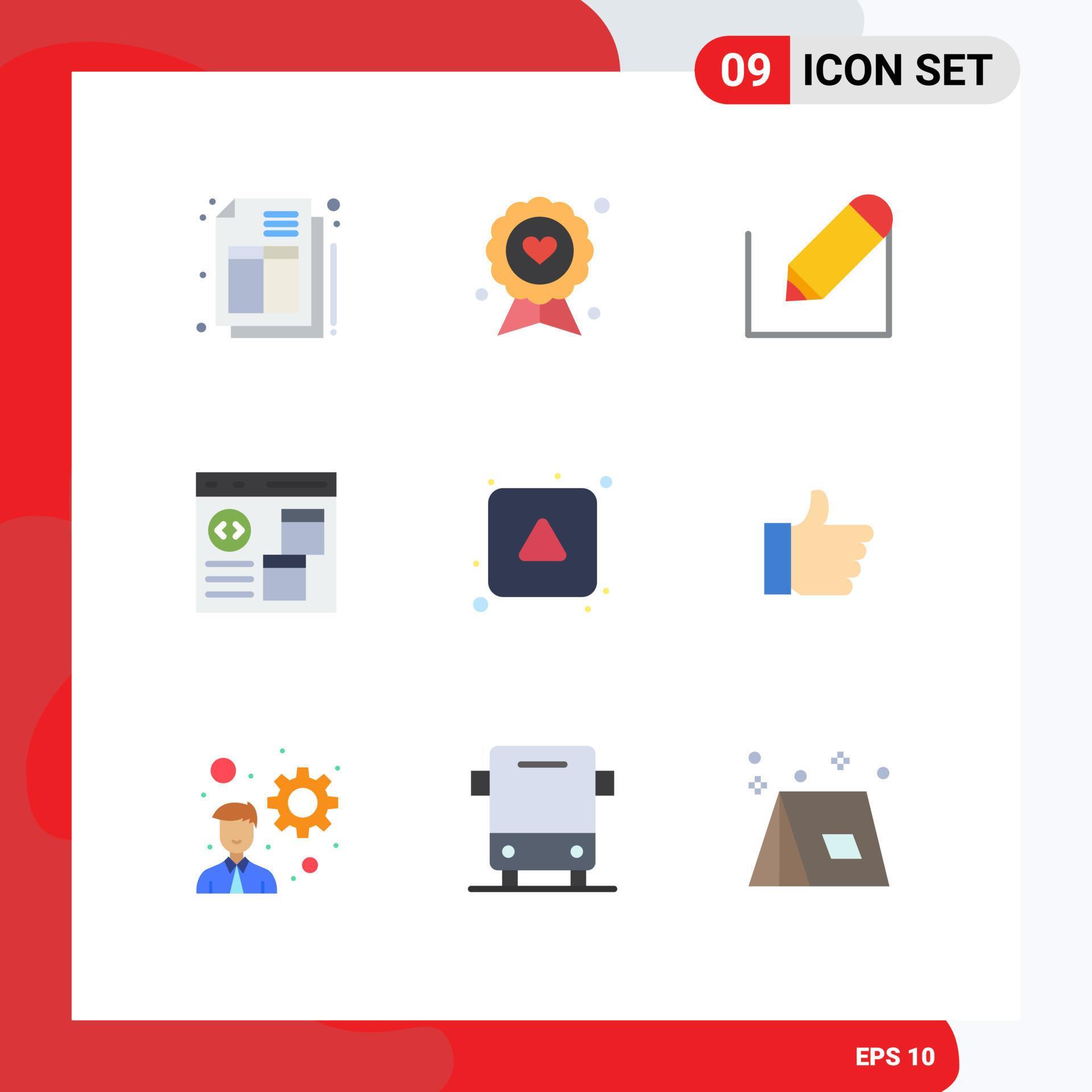Pictogram Set Of 9 Simple Flat Colors Of Align Develop Pencil Coding App Editable Vector Design