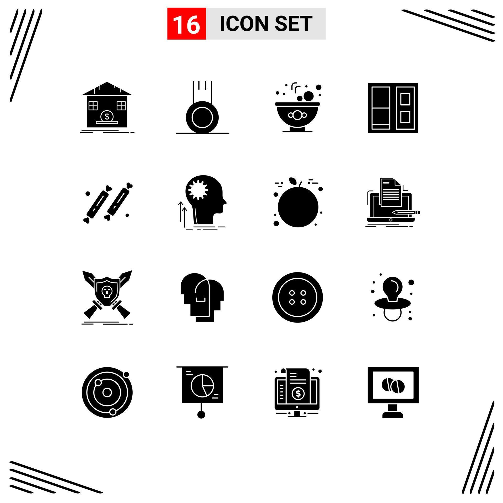 Stock Vector Icon Pack Of 16 Line Signs And Symbols For Party Candy