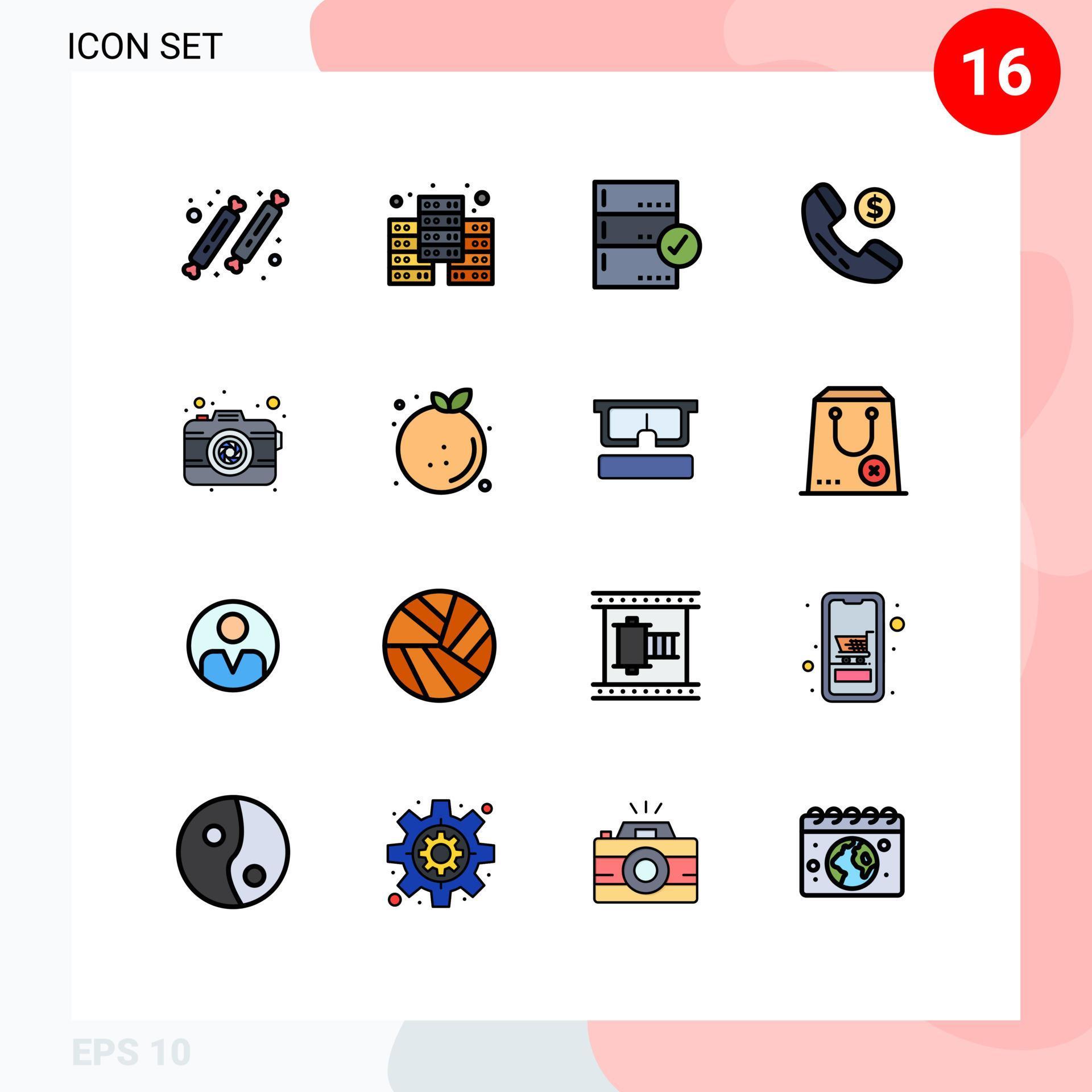 Set Of 16 Vector Flat Color Filled Lines On Grid For Photo Shopping Approve Online Data Editable