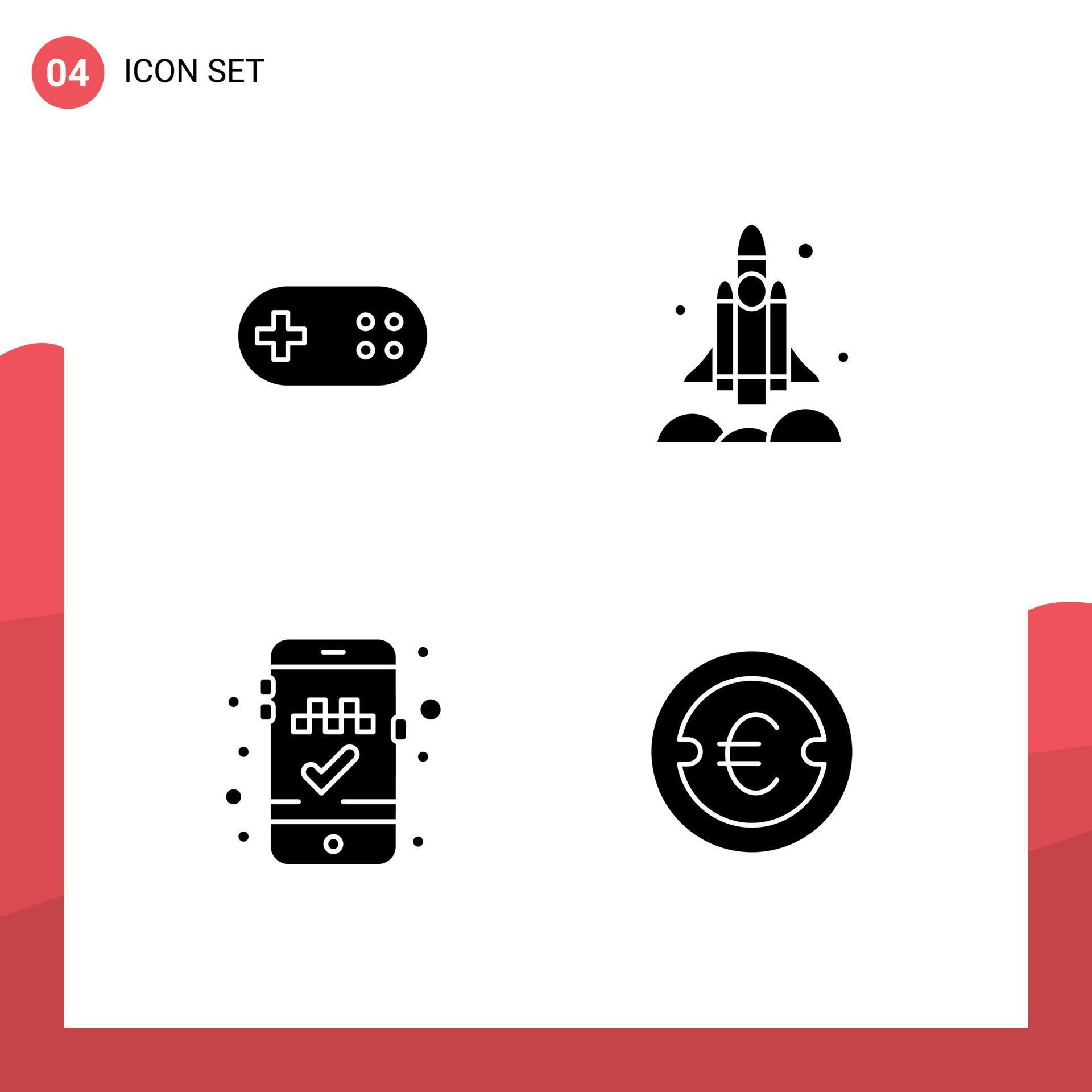 Group of 4 Solid Glyphs Signs and Symbols for aid book cab plus ...