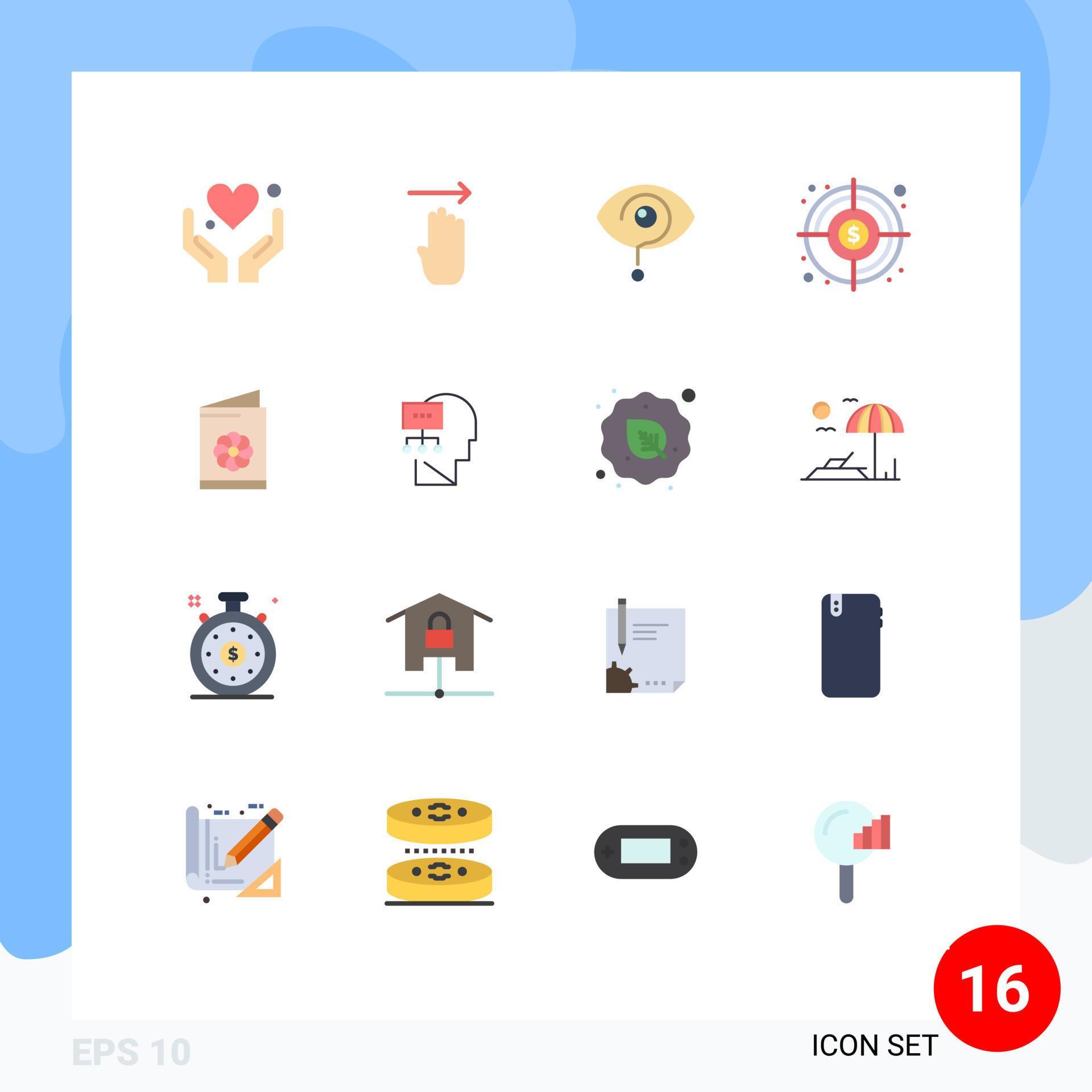 16 Universal Flat Colors Set For Web And Mobile Applications Business Card Target Curious Goal