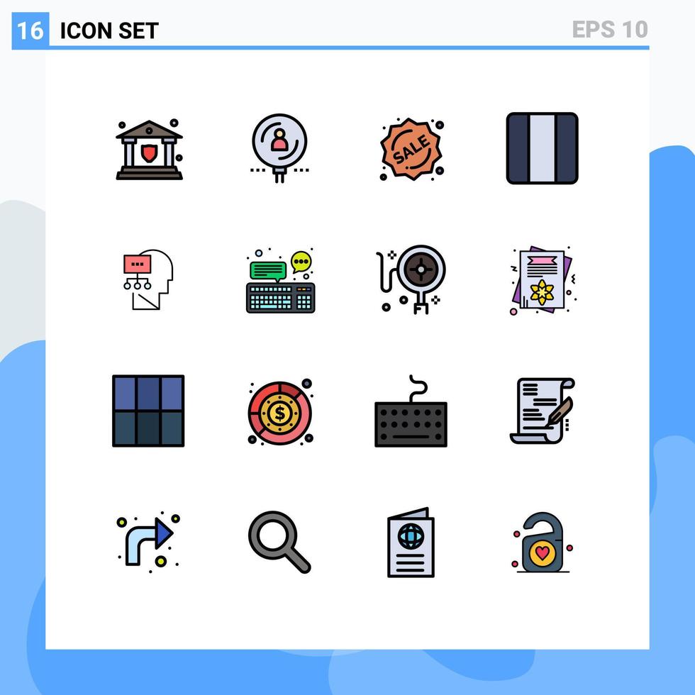 16 Universal Flat Color Filled Lines Set For Web And Mobile Applications Planning Horizontal
