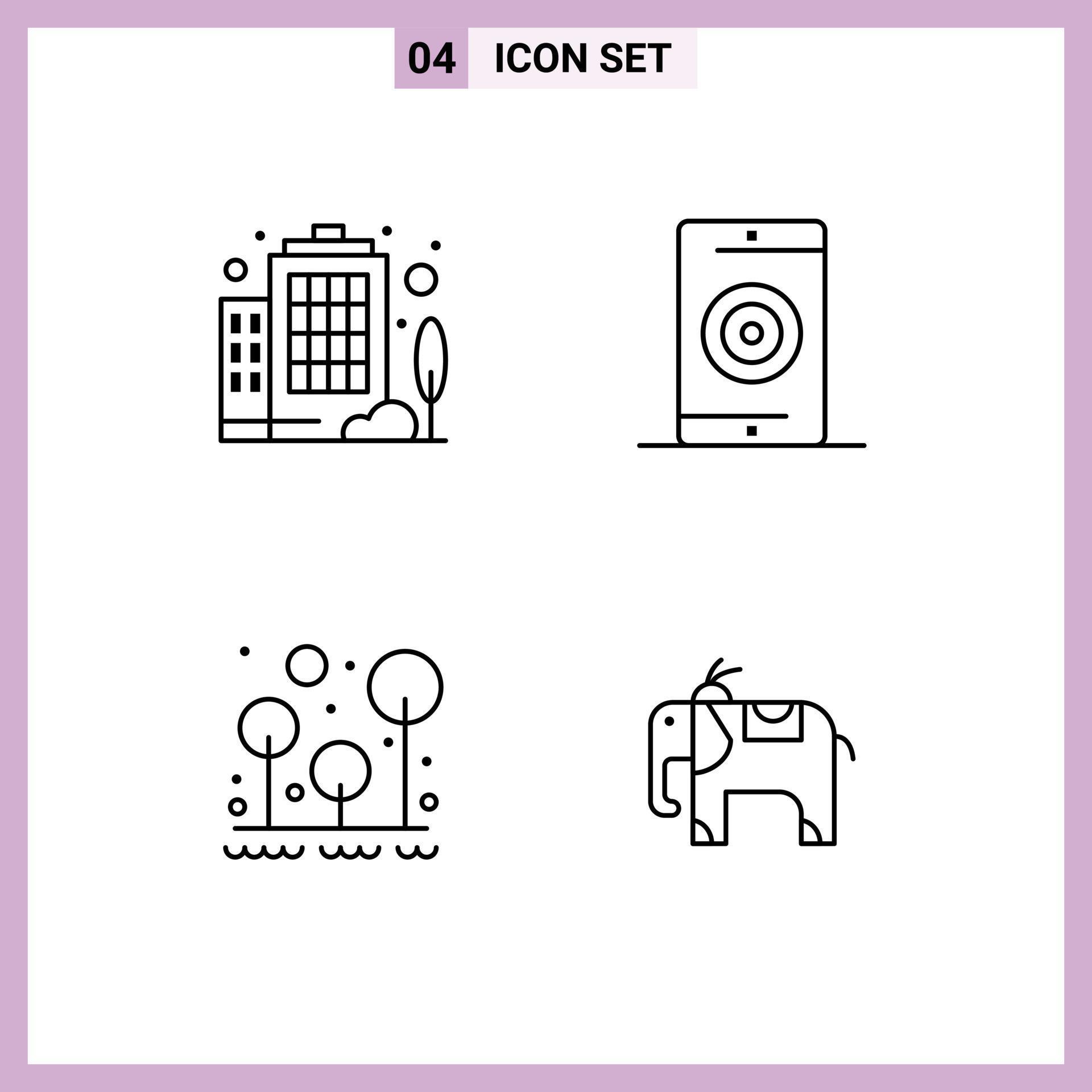 4 User Interface Line Pack Of Modern Signs And Symbols Of Building Forest Engine Optimization