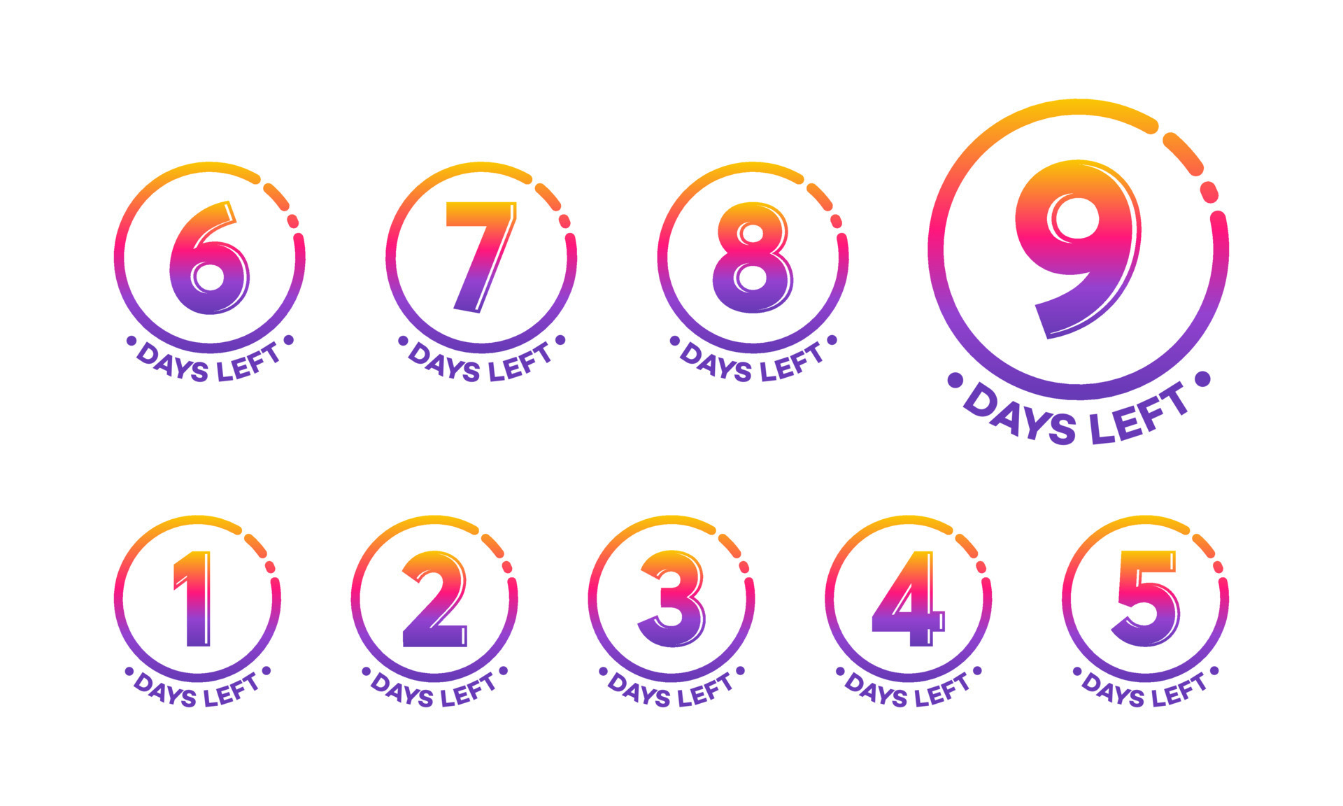 Set of Modern Flat Designs Countdown left days banner, number of days ...