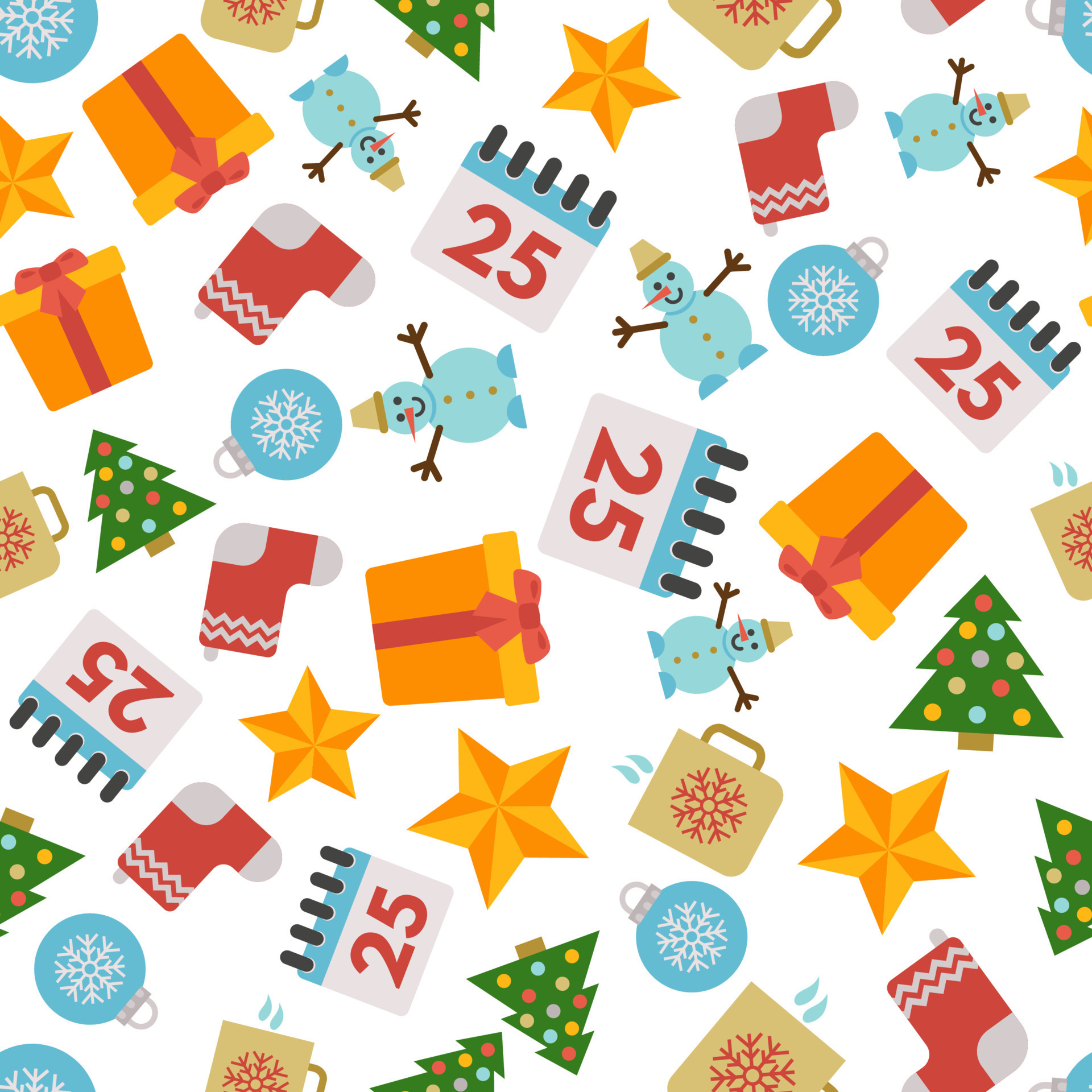 Christmas Seamless Pattern with icons in flat style. Vector ...