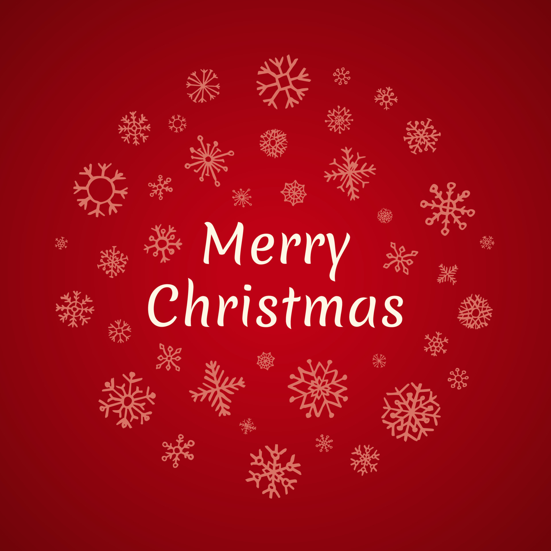 Christmas round banner with snowflakes on red background and ... Christmas round banner with snowflakes on red background and ...