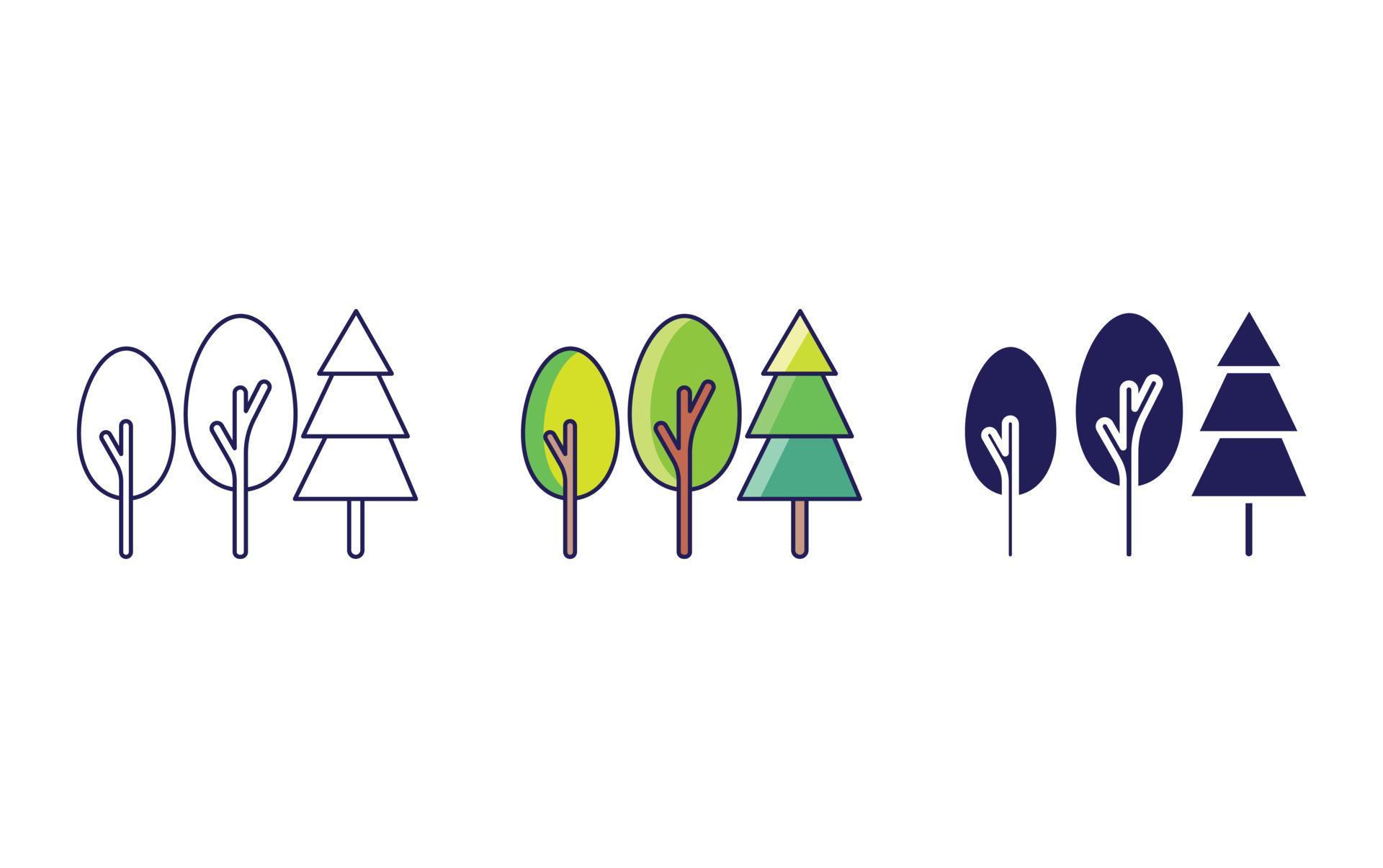 Trees line icon isolated on white background, Vector illustration ...