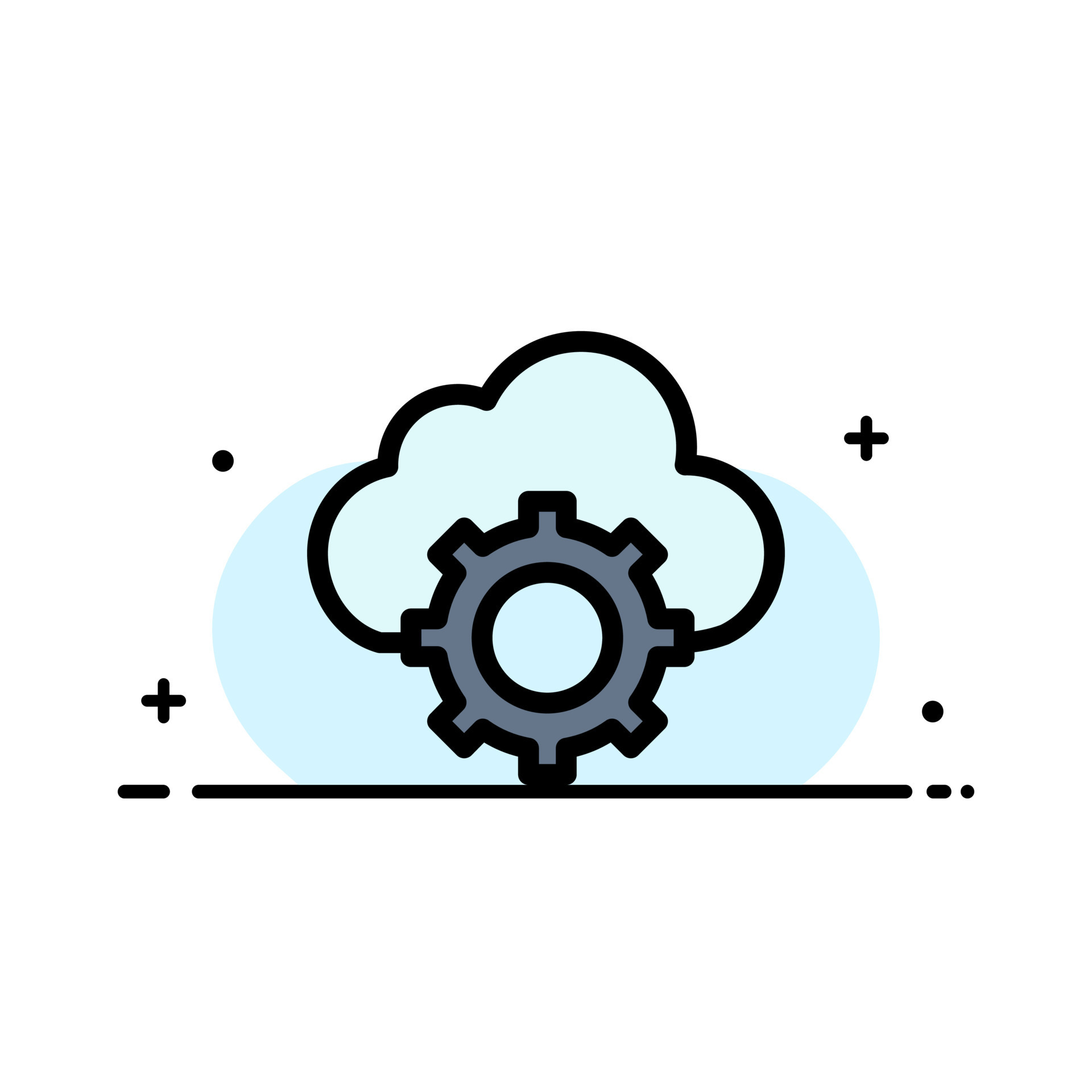 Cloud Cloudcomputing Cloudsettings Business Flat Line Filled Icon