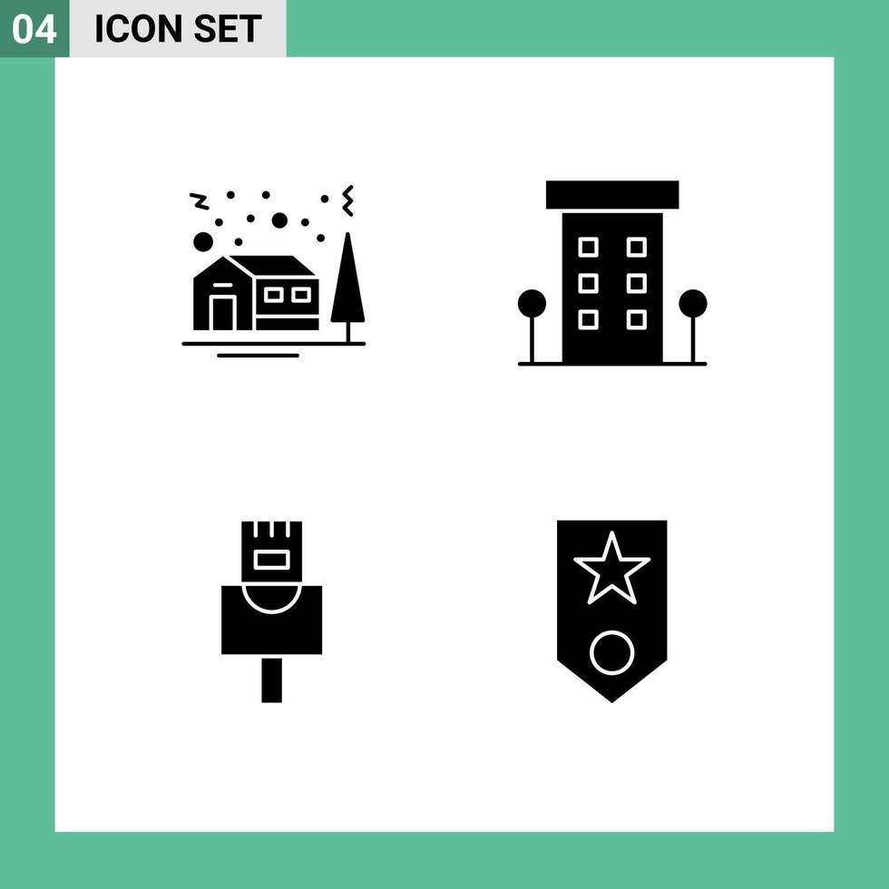 4 Universal Solid Glyphs Set For Web And Mobile Applications Tree Cable Winter Shop Front