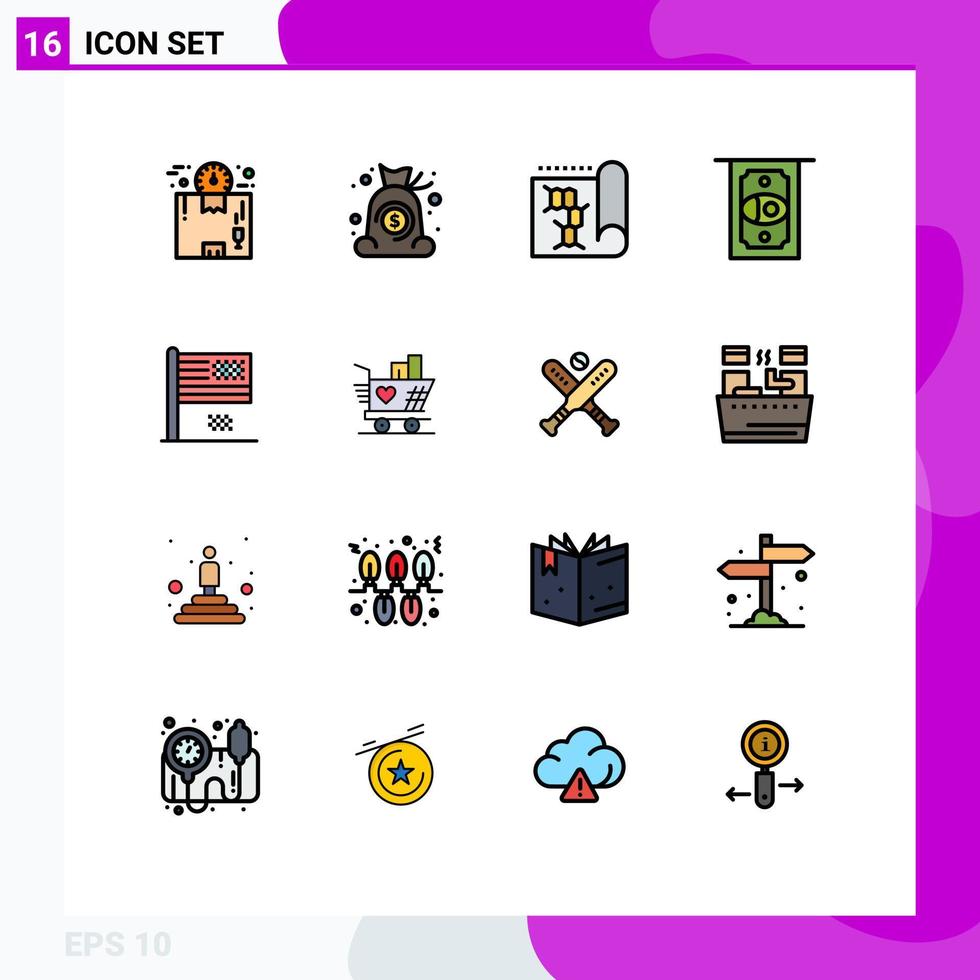 Stock Vector Icon Pack of 16 Line Signs and Symbols for collapse money ...