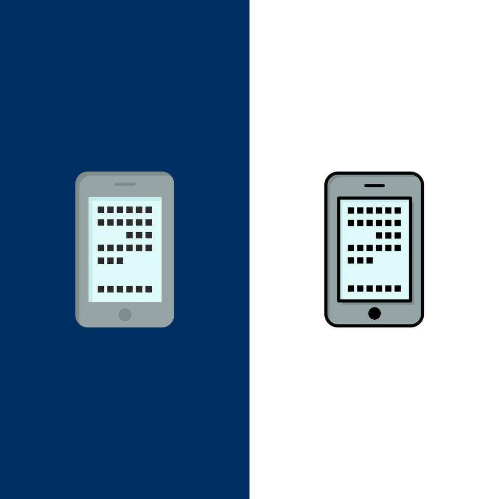 Mobile Education Cell Coding Icons Flat and Line Filled Icon Set Vector ...
