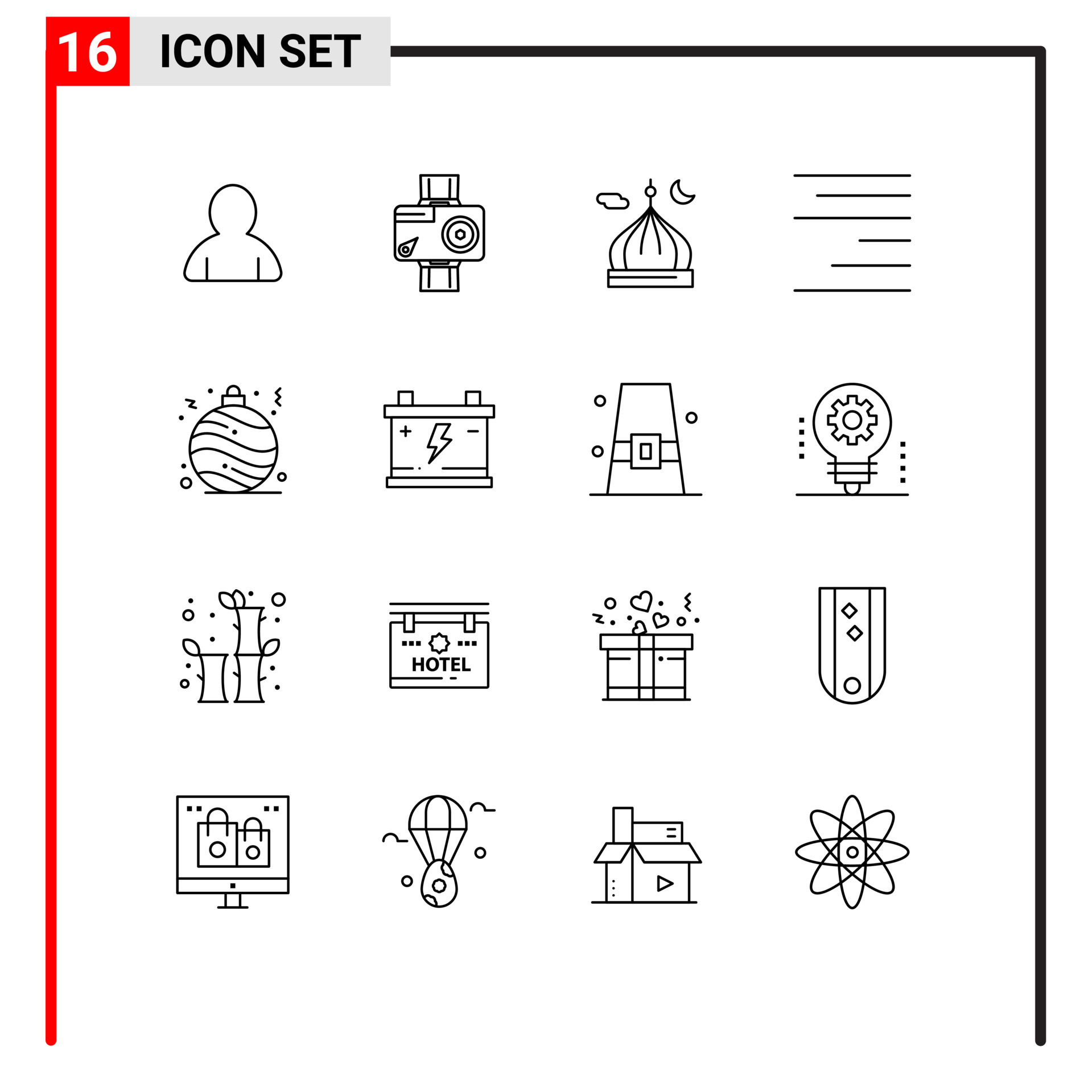 16 Thematic Vector Outlines And Editable Symbols Of Christmas Text Mosque Right Pray Editable