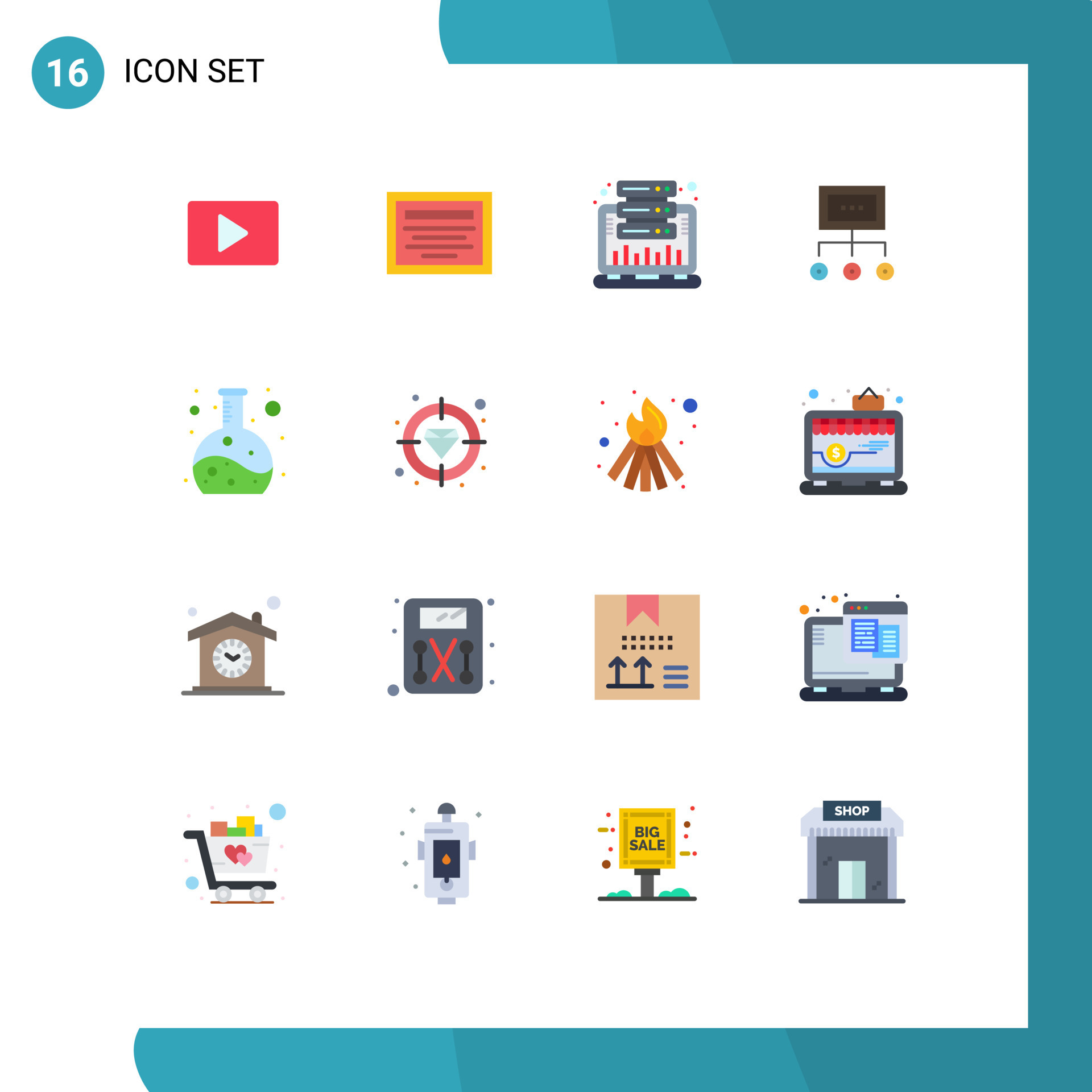 Stock Vector Icon Pack Of 16 Line Signs And Symbols For Organization