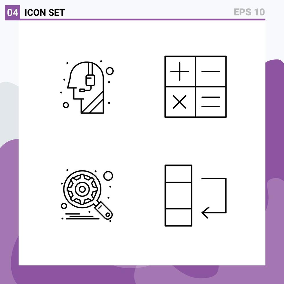 Set of 4 Modern UI Icons Symbols Signs for assistance search call ...