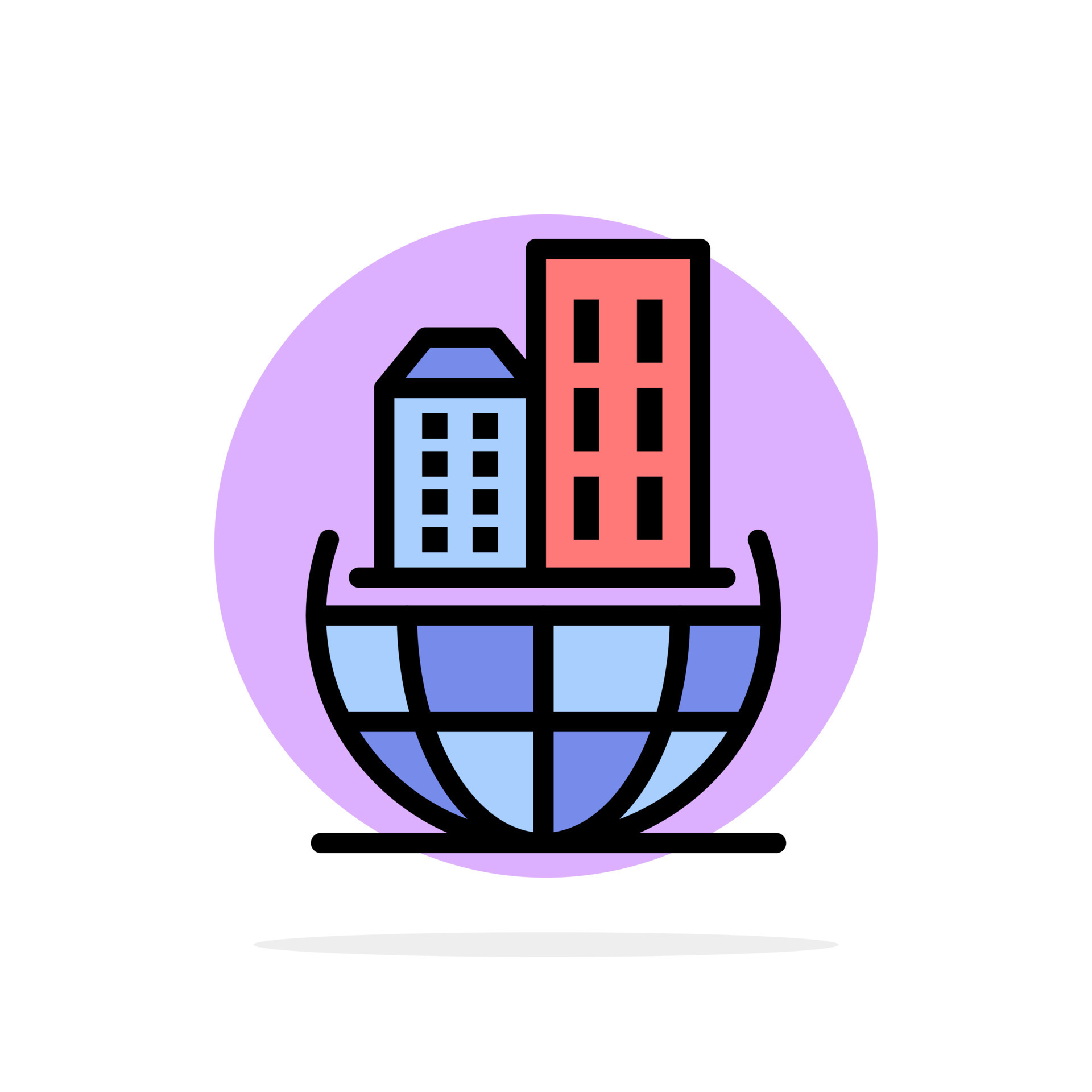 Global Organization Architecture Business Sustainable Abstract Circle Background Flat Color Icon