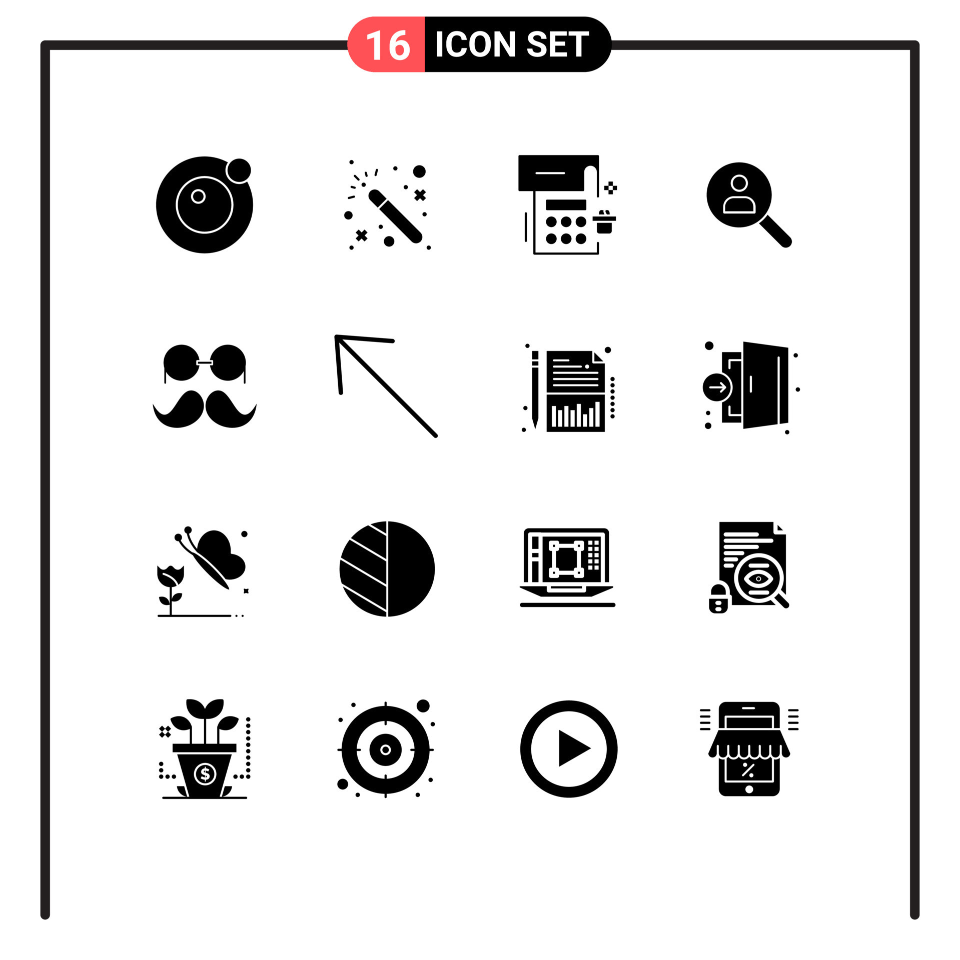 Set Of 16 Modern Ui Icons Symbols Signs For Movember Moustache Event Search Networking Editable