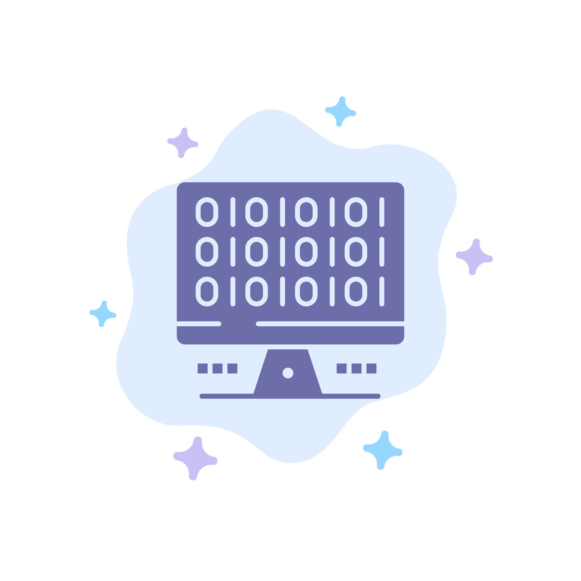 Web Computer Computing Server Blue Icon On Abstract Cloud Background