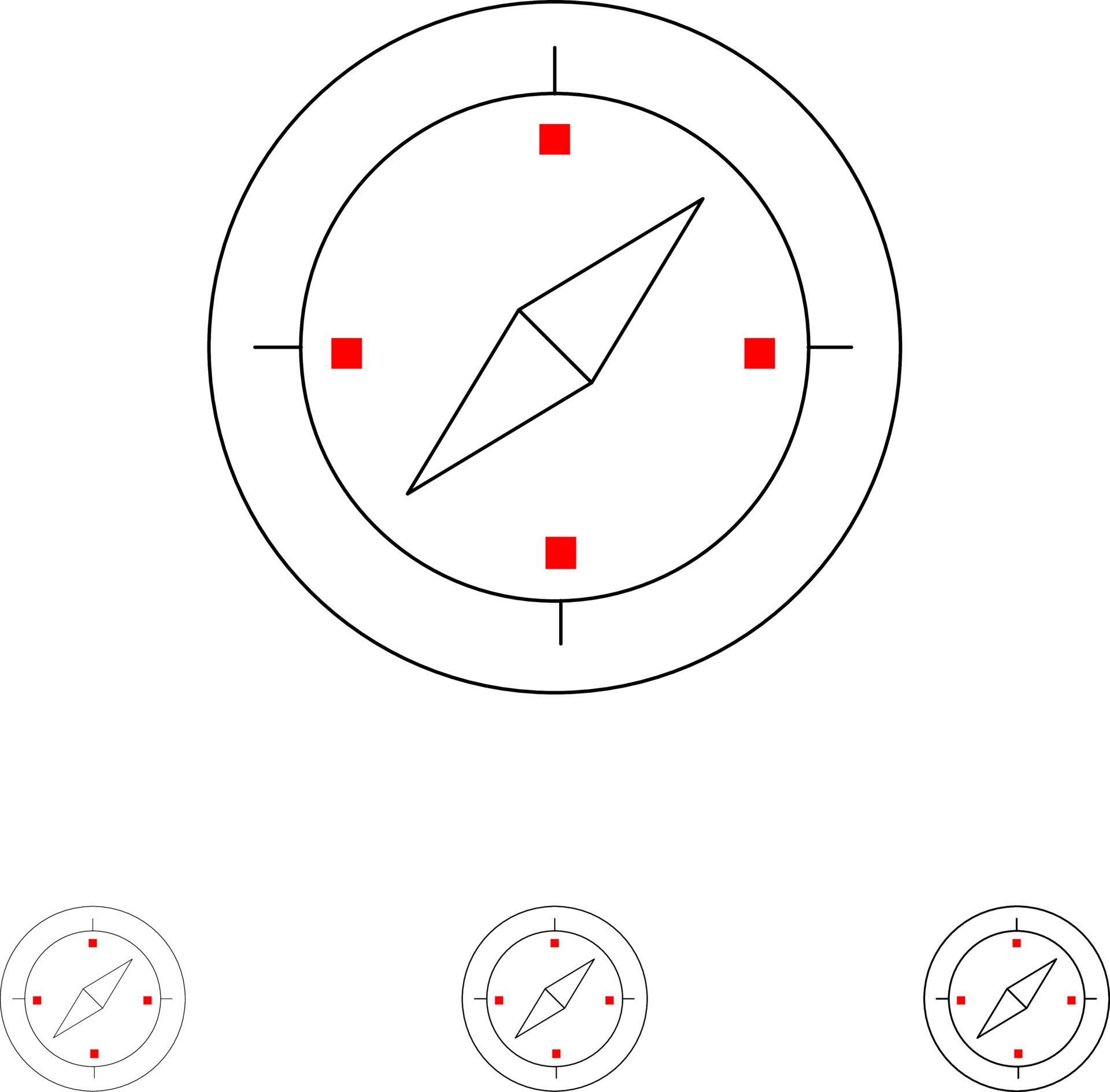Navigation Direction Compass Gps Bold And Thin Black Line Icon Set