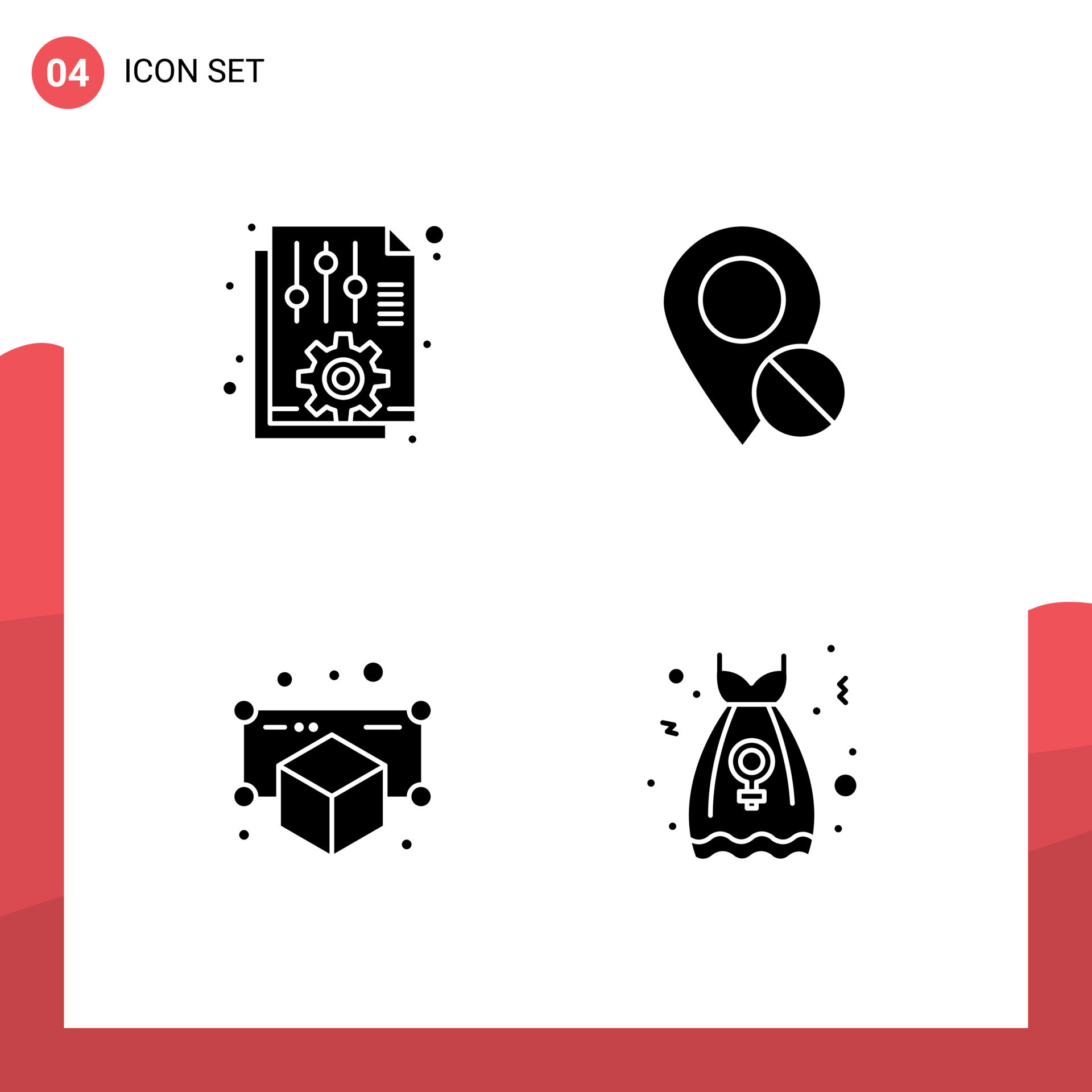 User Interface Pack Of 4 Basic Solid Glyphs Of Document Medical Options Map Model Editable