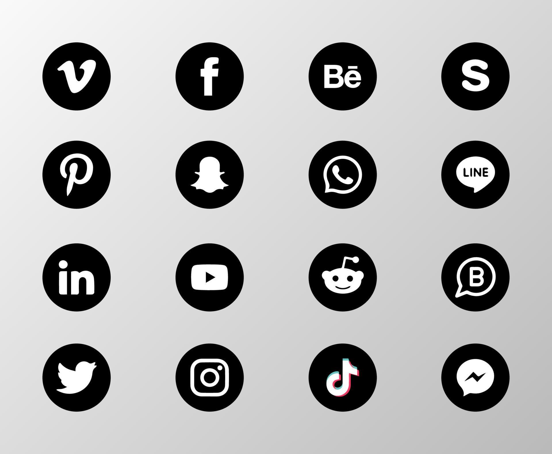 Social media icons silhouette set vector 15065618 Vector Art at Vecteezy Social media icons silhouette set vector 15065618 Vector Art at Vecteezy
