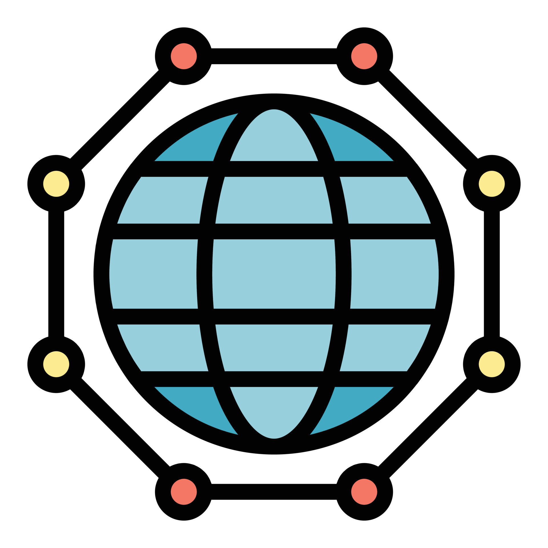 Social global network icon color outline vector 15069080 Vector Art at Vecteezy