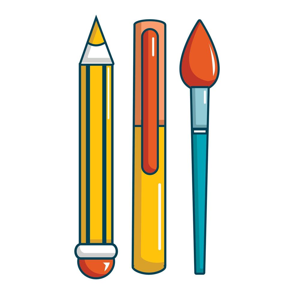 Pens Pencil Icon Cartoon Style 15070919 Vector Art At Vecteezy
