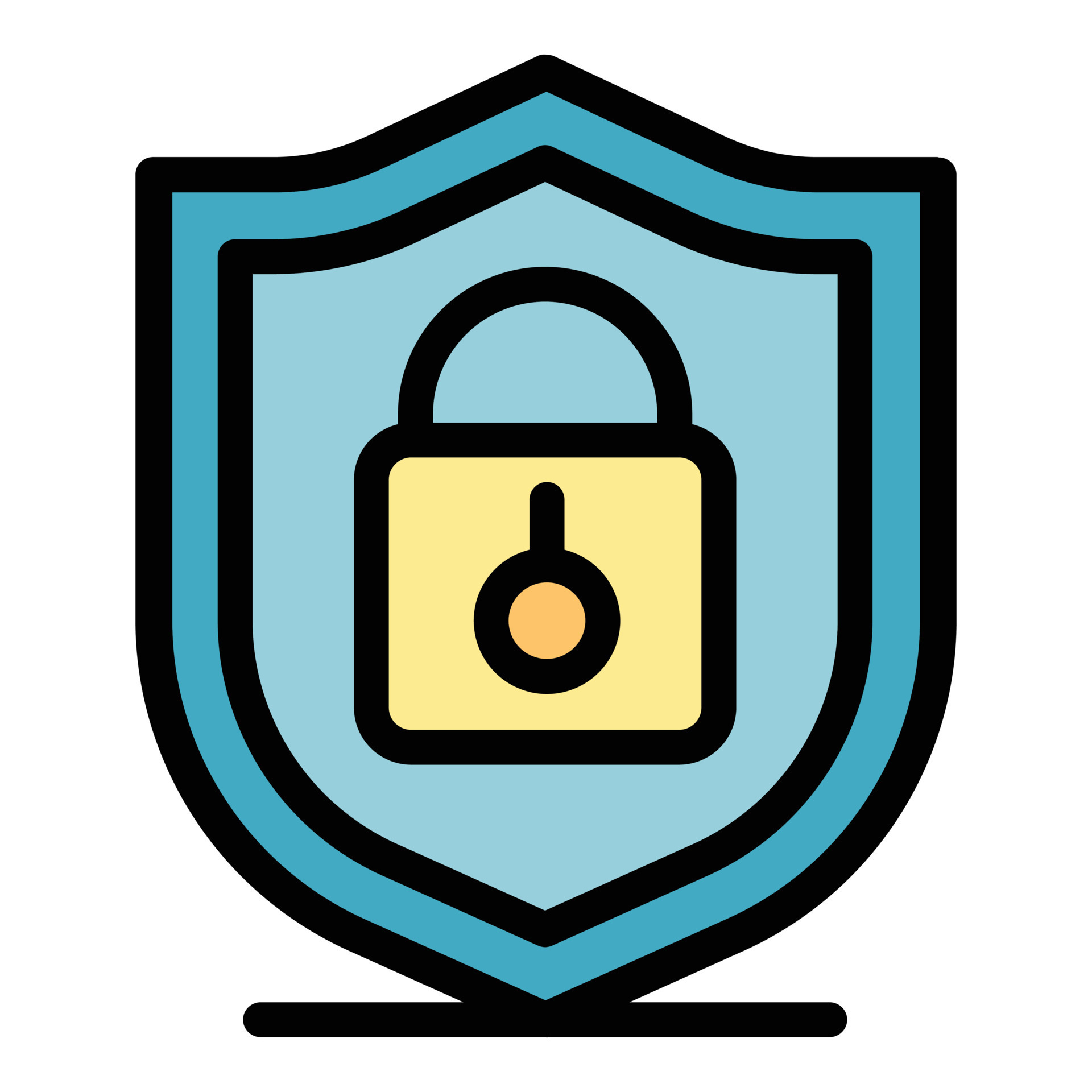 Locked Shield Icon Color Outline Vector 15073218 Vector Art At Vecteezy