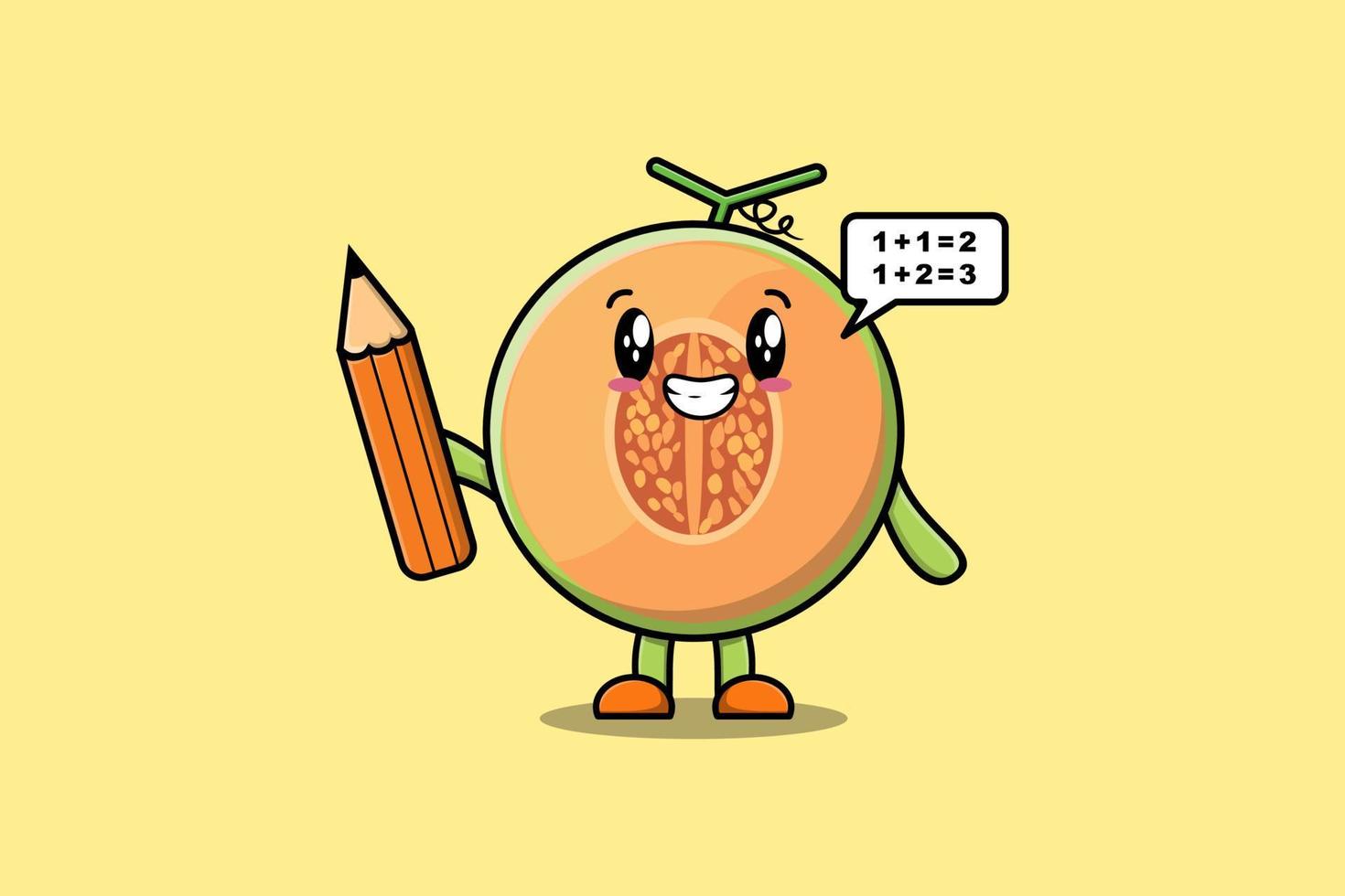 estudiante inteligente de dibujos animados lindo melón con lápiz ... estudiante inteligente de dibujos animados lindo melón con lápiz ...
