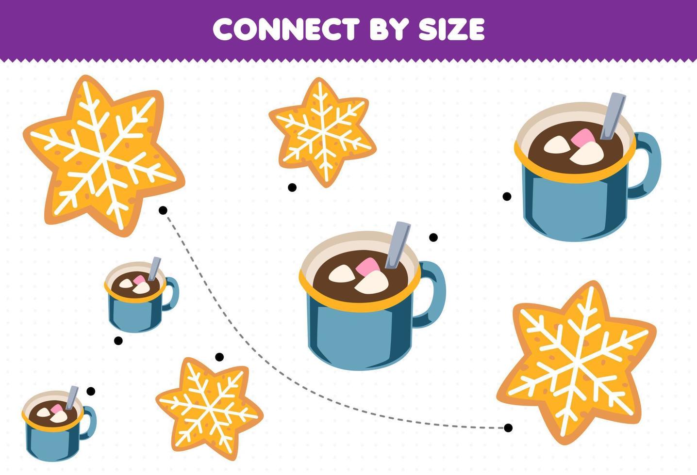 Educational game for kids connect by the size of cute cartoon cookie ...