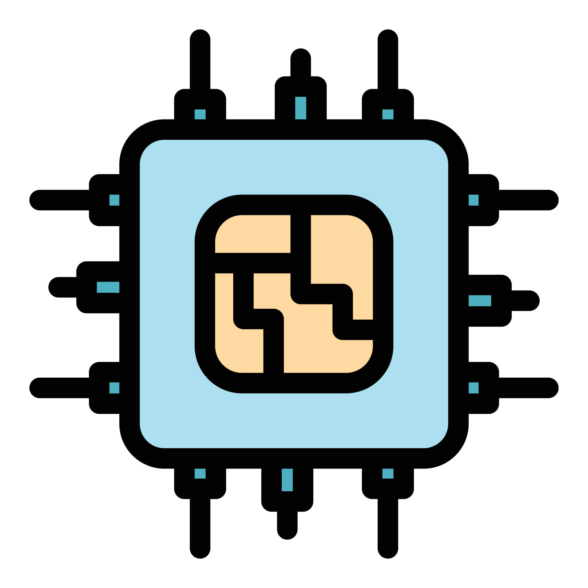Microchip Icon Color Outline Vector 15079856 Vector Art At Vecteezy